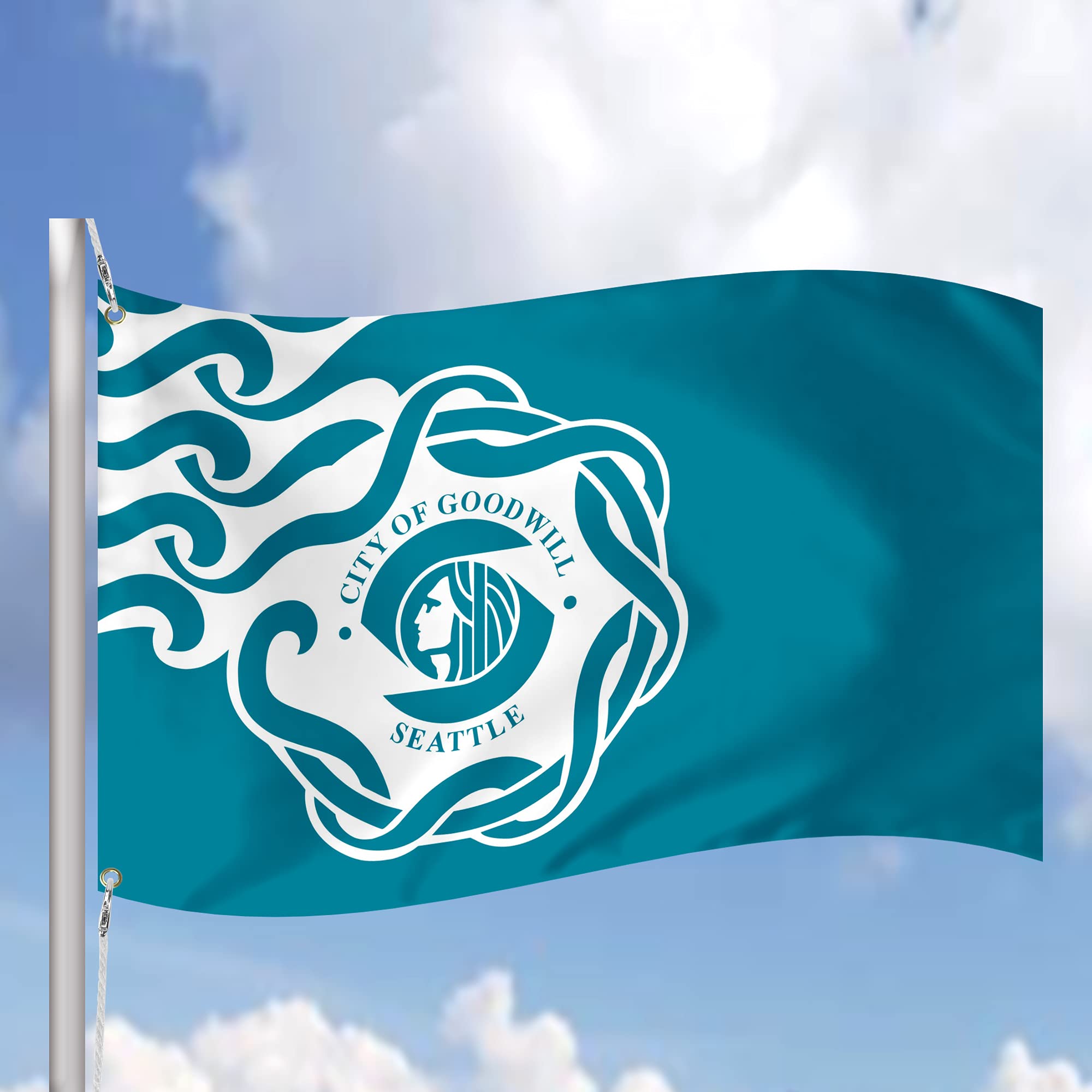 Seattle Washington Flag Seattle City Skyline State Flag Of Washington