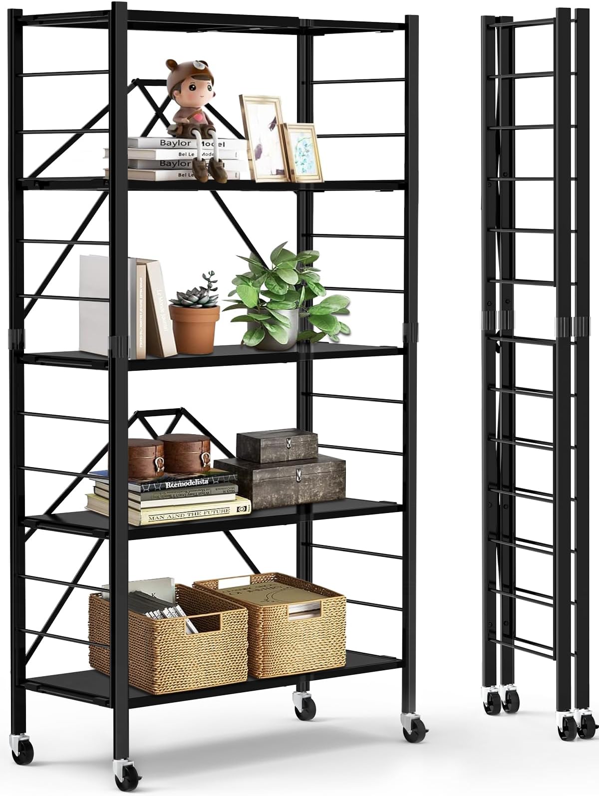 Amazon.com: Organize It All Foldable Metal Rack with Wheels ...
