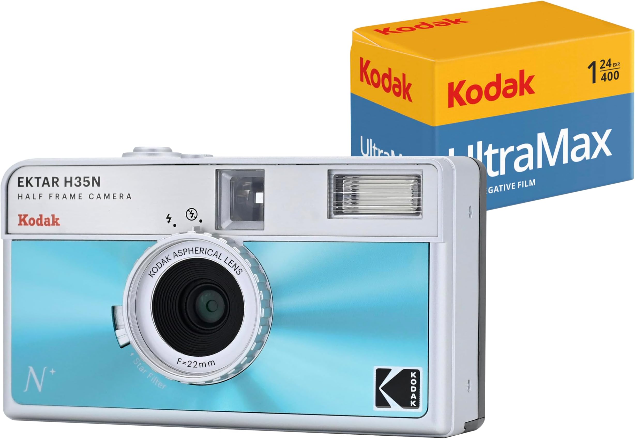 Amazon.com : KODAK EKTAR H35N Half Frame Film Camera Bundle with Kodak Ultramax 400/24EXP 35mm ...