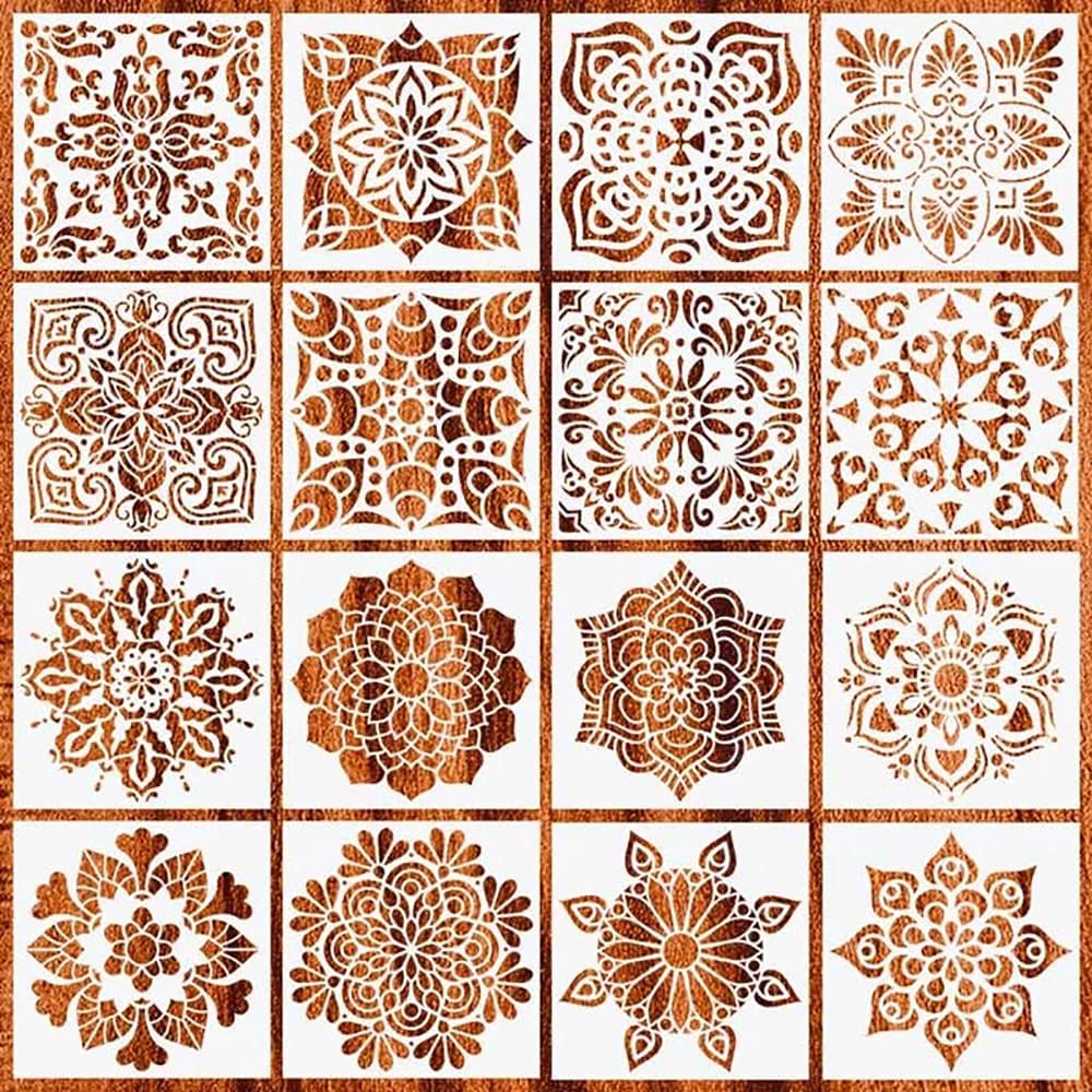 Ivana's 16Pcs Mandala Stencils Mandala Dot Plastic Painting Stencils ...