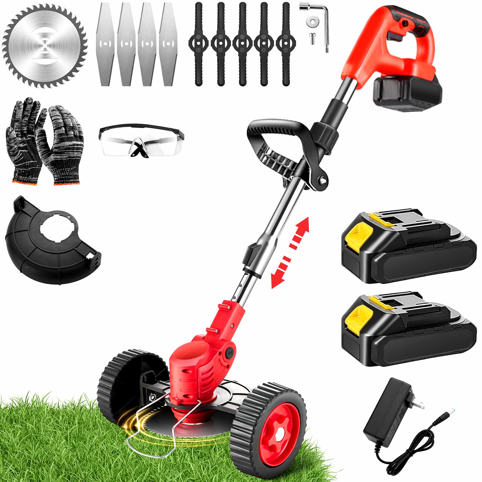 OUDAR Desbrozadora Plegable, Podadora de Pasto Electrica 3 en 1 ...