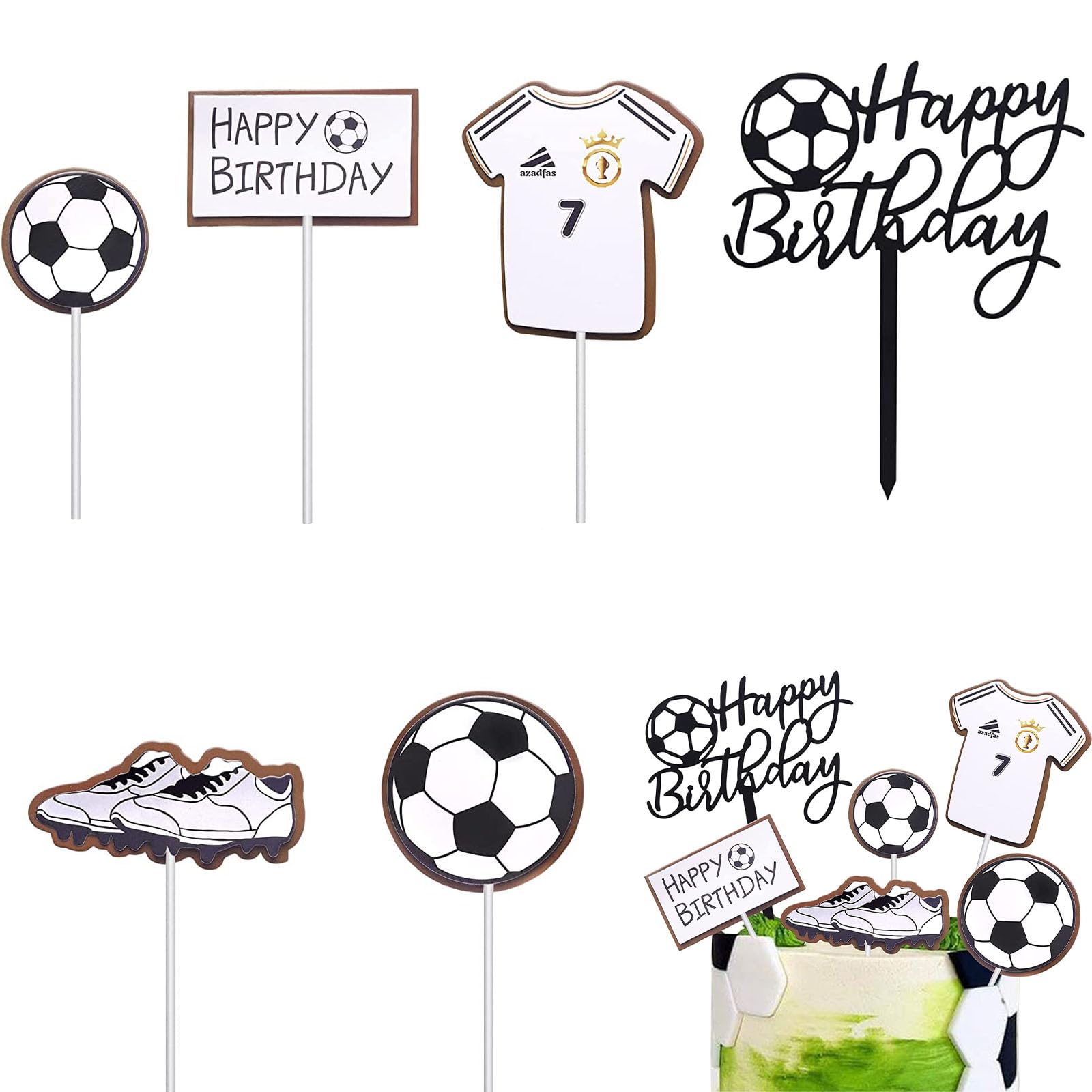6 Pcs Football Cake Topper Soccer Ball Shoes Jerseys Cake | Desertcart ...