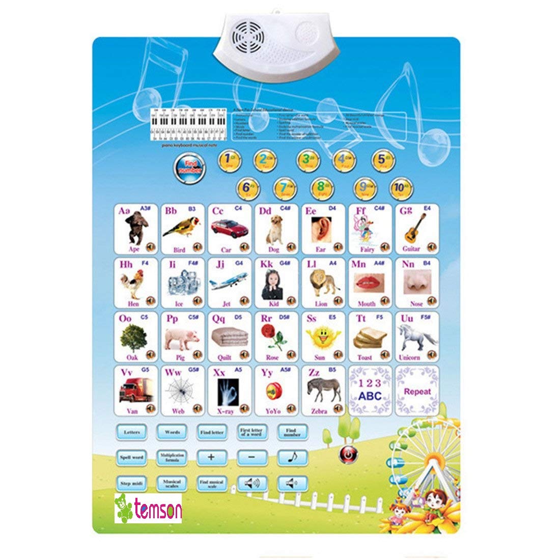 Buy TEMSON Battery Operated Alphabets Numbers Piano Keyboard Musical ...