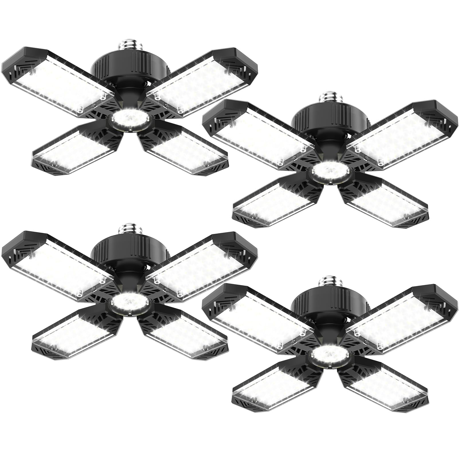 Garage Light - 4PACK 130W 13000LM Deformable 4+1 Panel LED Garage Light ...