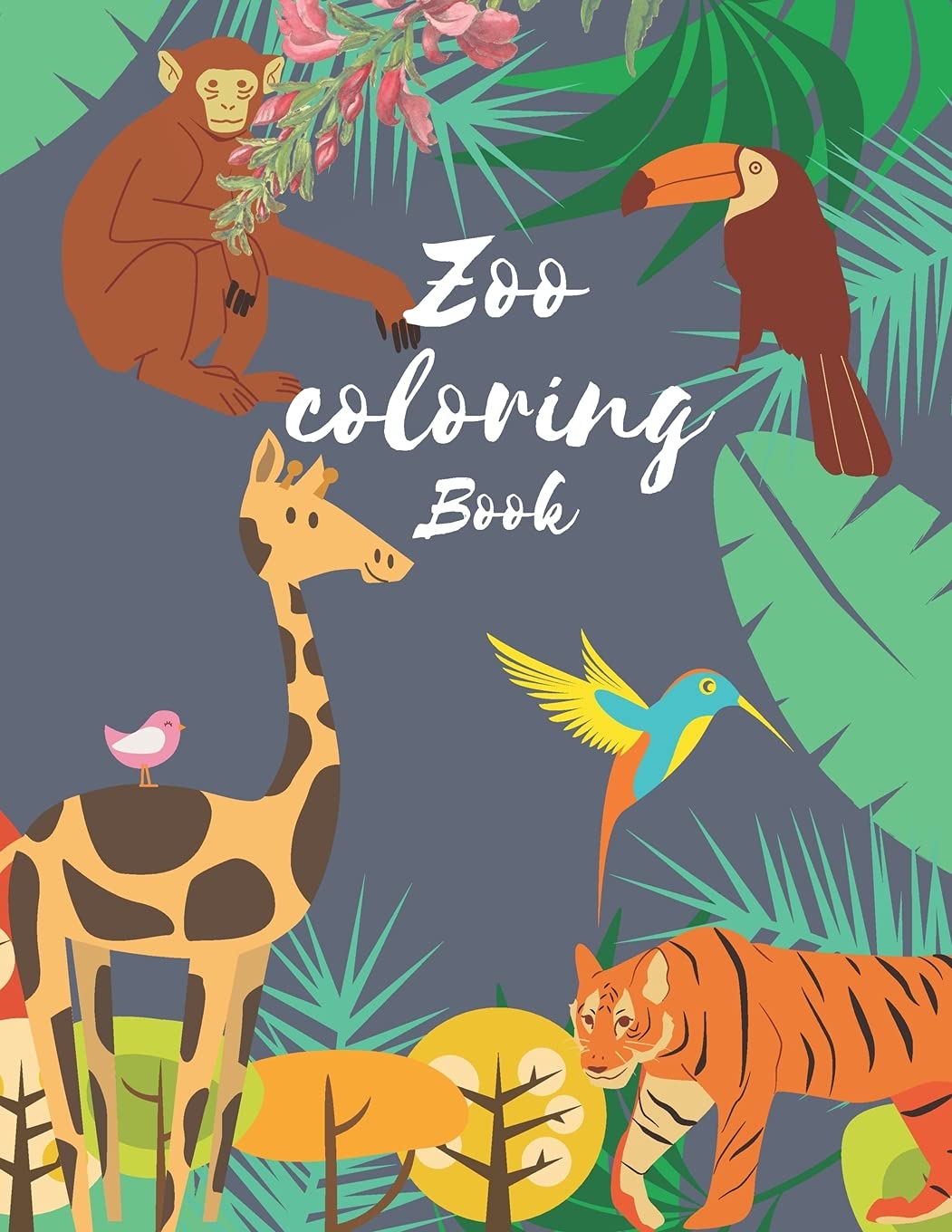 Buy ZOO coloring book: 8.5x11 for kids and adults animals to color and ...