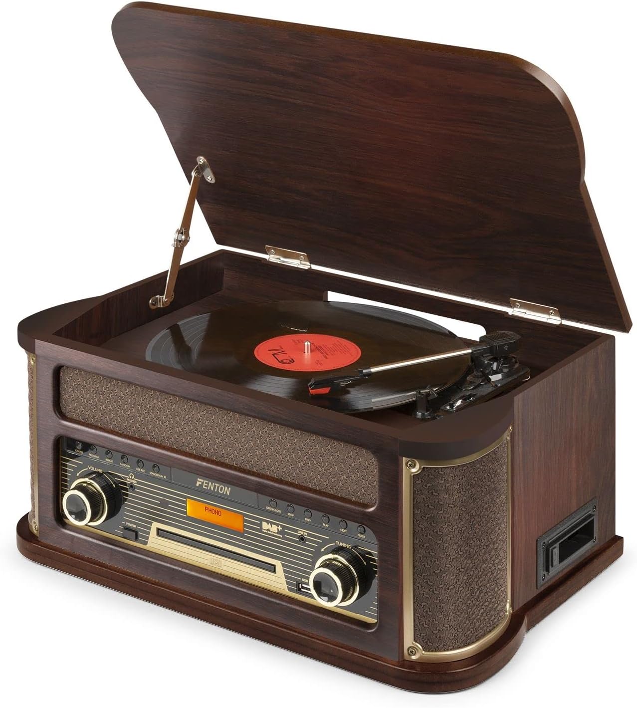 Fenton Memphis Vintage Record Player with CD Player, Cassette Tape ...
