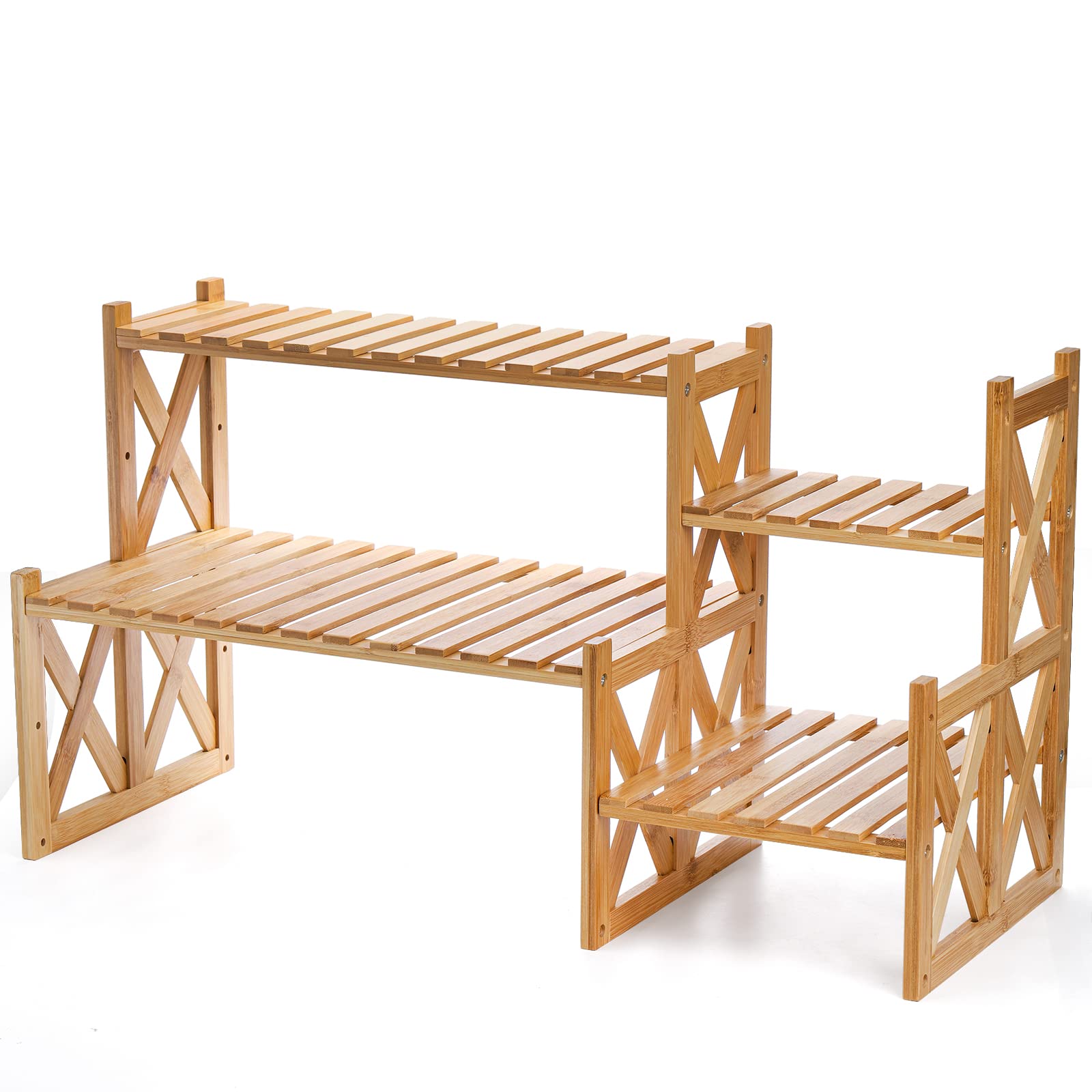 Amazon.com : Lawei 2 Tier Bamboo Tabletop Plant Stand, Adjustable ...