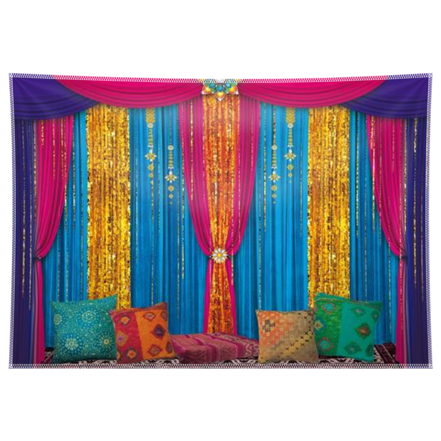 Buy Allenjoy 7x5ft Fabric Indian Wedding Festival Curtain Photography ...