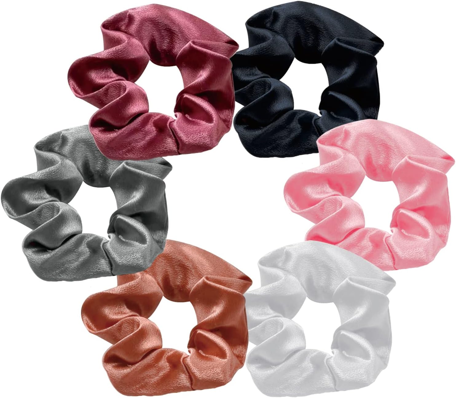 Amazon.com : 6 Pack Hair Scrunchies Ponytail Holders Satin for Girls ...
