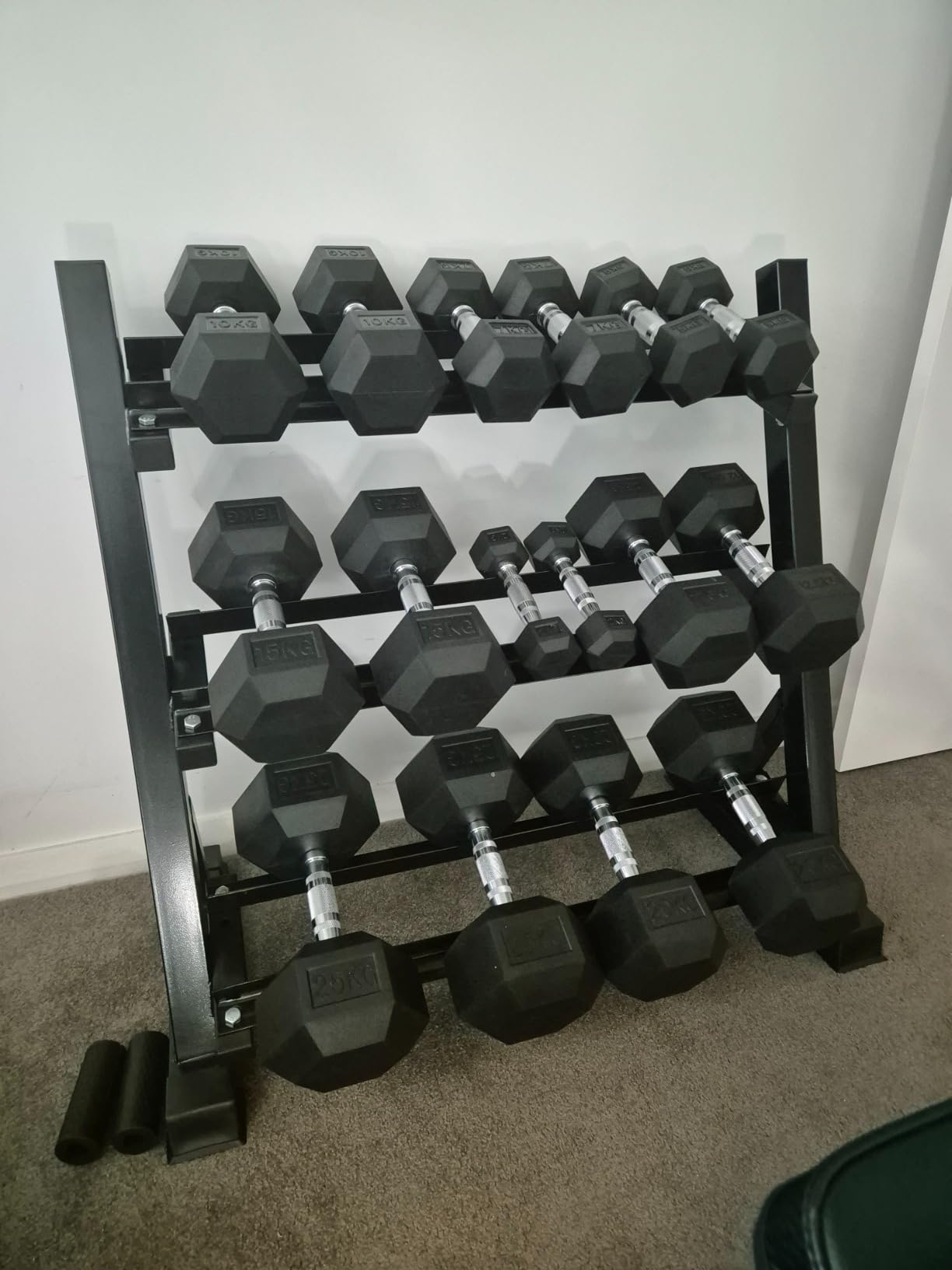 3-Tier Heavy Duty Dumbbell Rack Storage Racking Shelving Home Gym 300KG ...