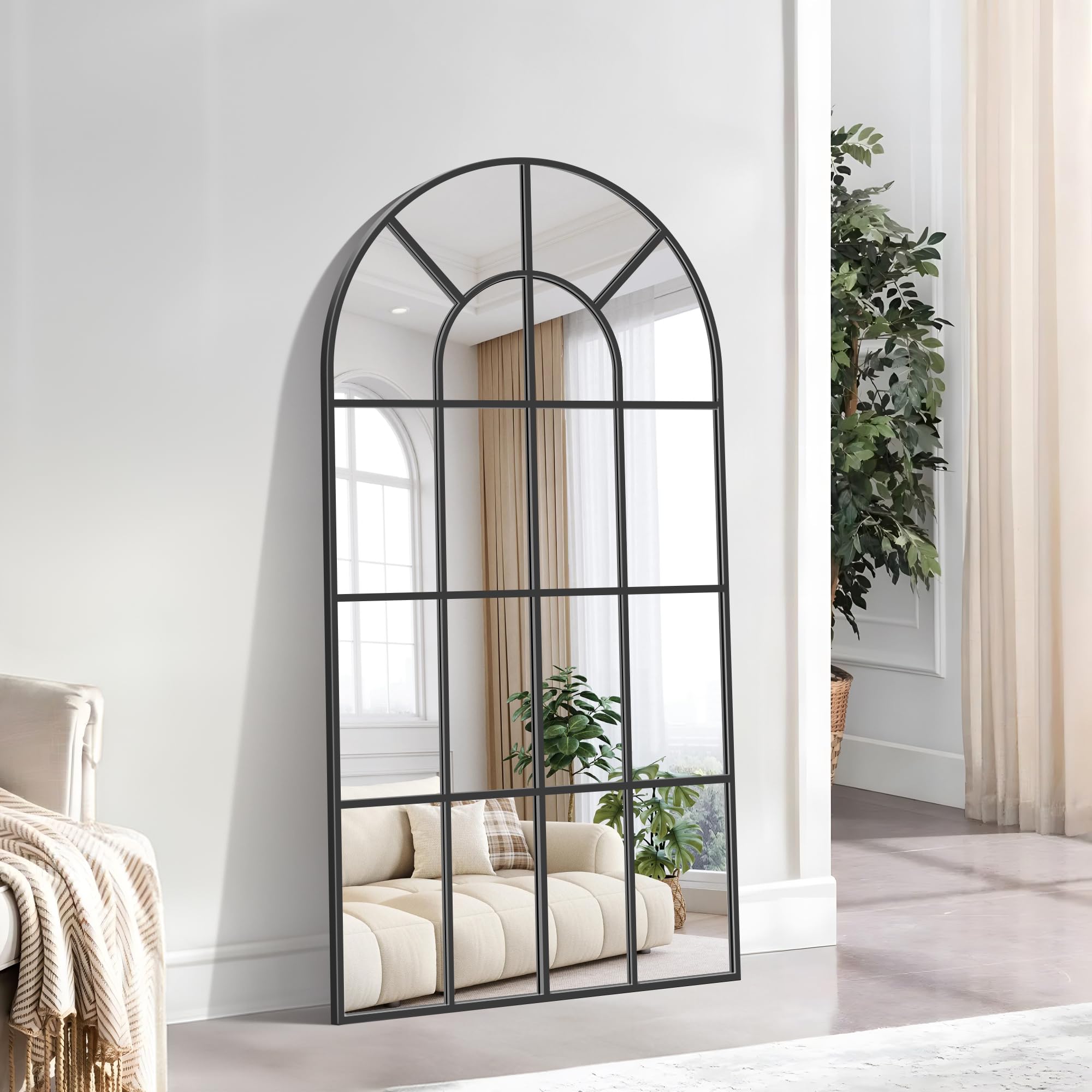 Amazon.com: Black Arched Mirror, 30x60 inch Window Pane Mirrors for ...