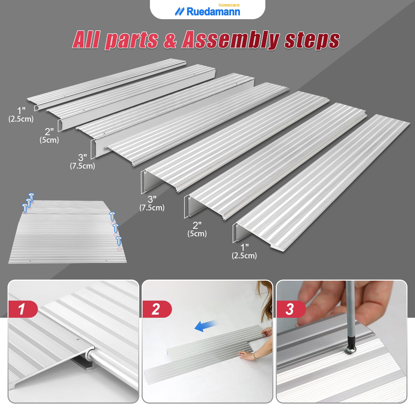 Snapklik.com : 3" Rise Bridge Threshold Ramp, 34" Wide Modular Aluminum ...