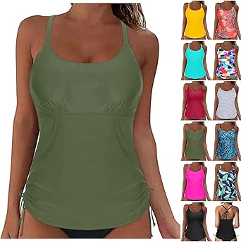 Amazon.com: Push Up Bikini Tops for Women Underwire Tankini Top V Neck ...