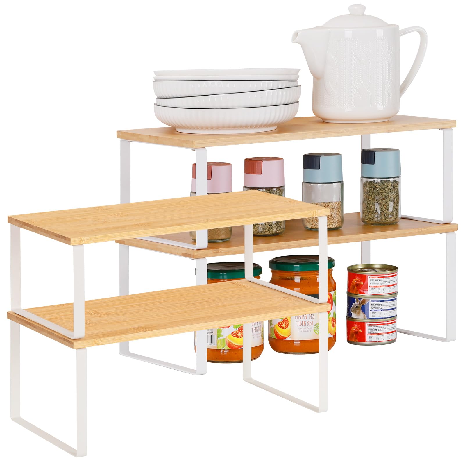 Kitchen Cabinet Organizers Set of 4, Spice Organizer, Mug Organizer ...