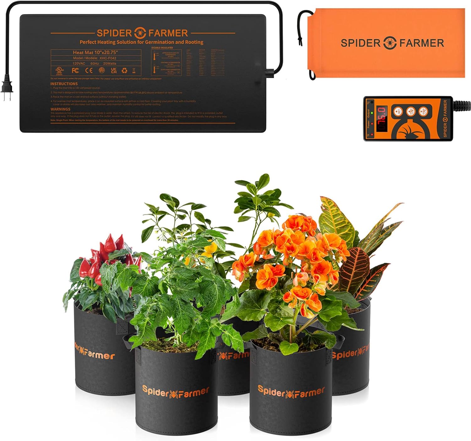 Amazon.com : Spider Farmer 10X20 Seedling Heat Mat Kit with 5-Pack 5 ...