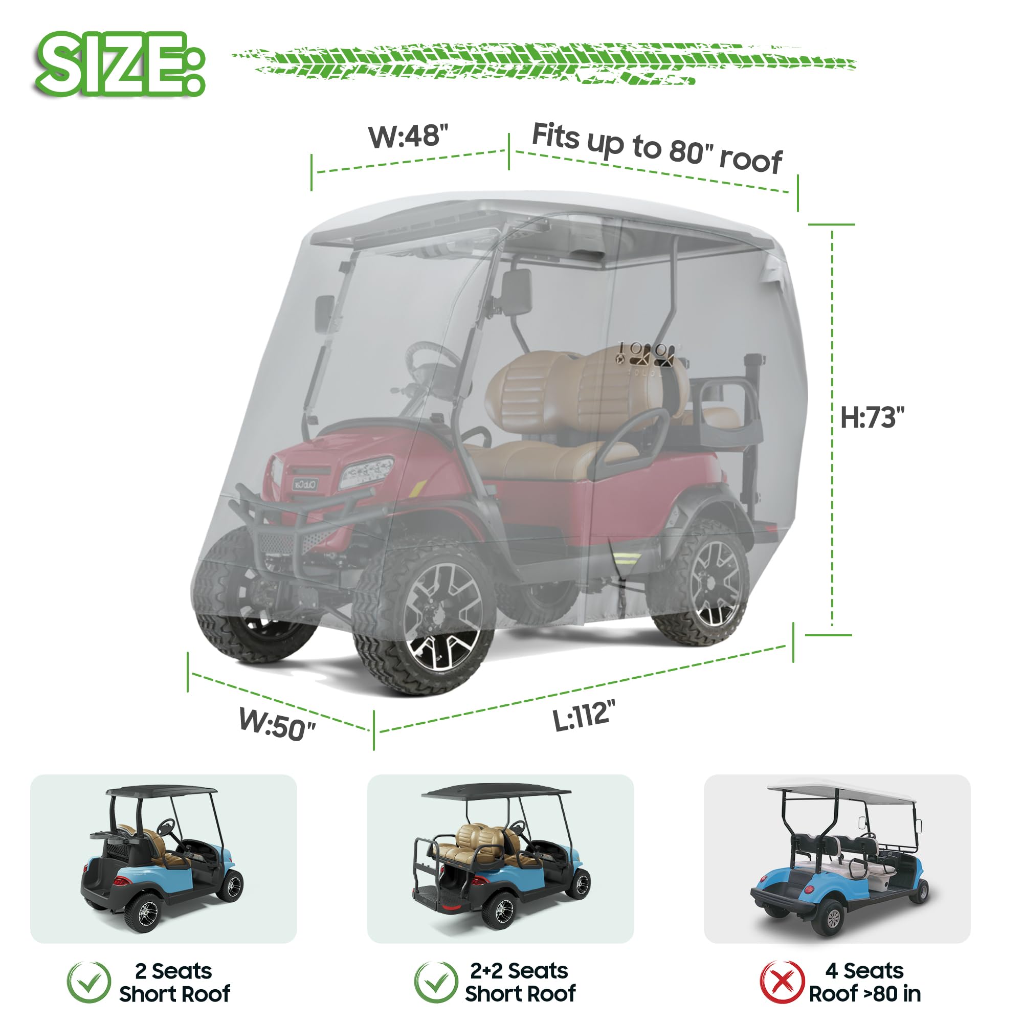 600D Golf Cart Cover. Water, Wind, Rain, Dust and Sun Golf Cart Covers ...