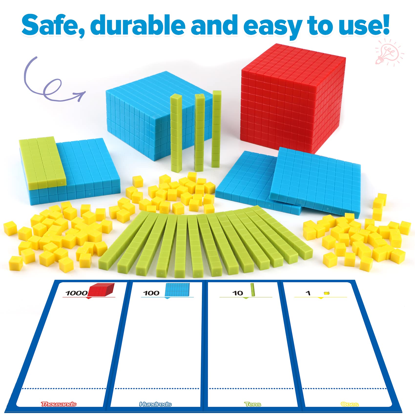 Snapklik.com : Torlam 131 PCS Base Ten Blocks For Math - Place Value Blocks
