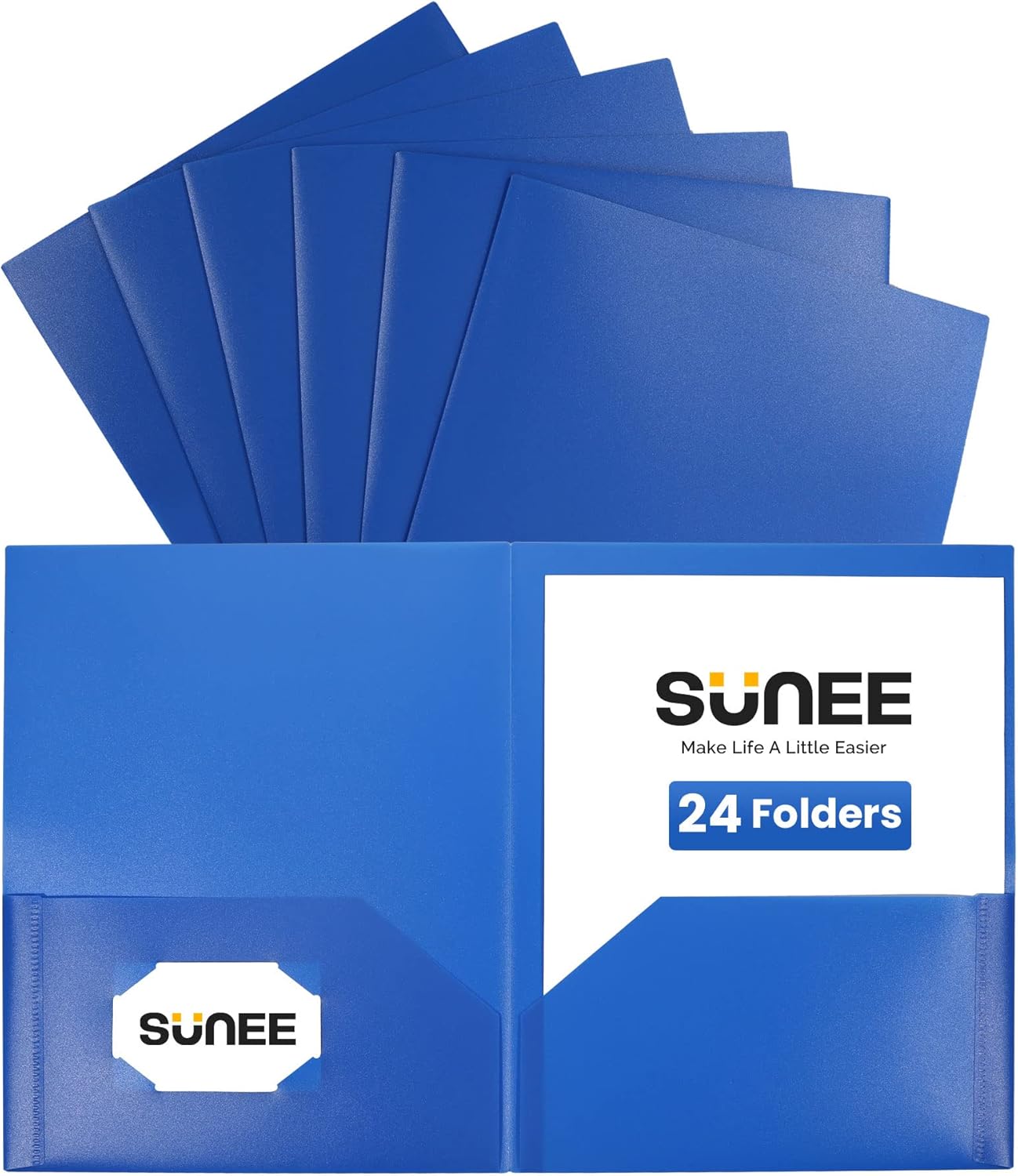 Amazon.com : SUNEE 2 Pocket Folders (24 Pack, Blue) Heavy-Duty Plastic Folders with Pockets, Fit ...