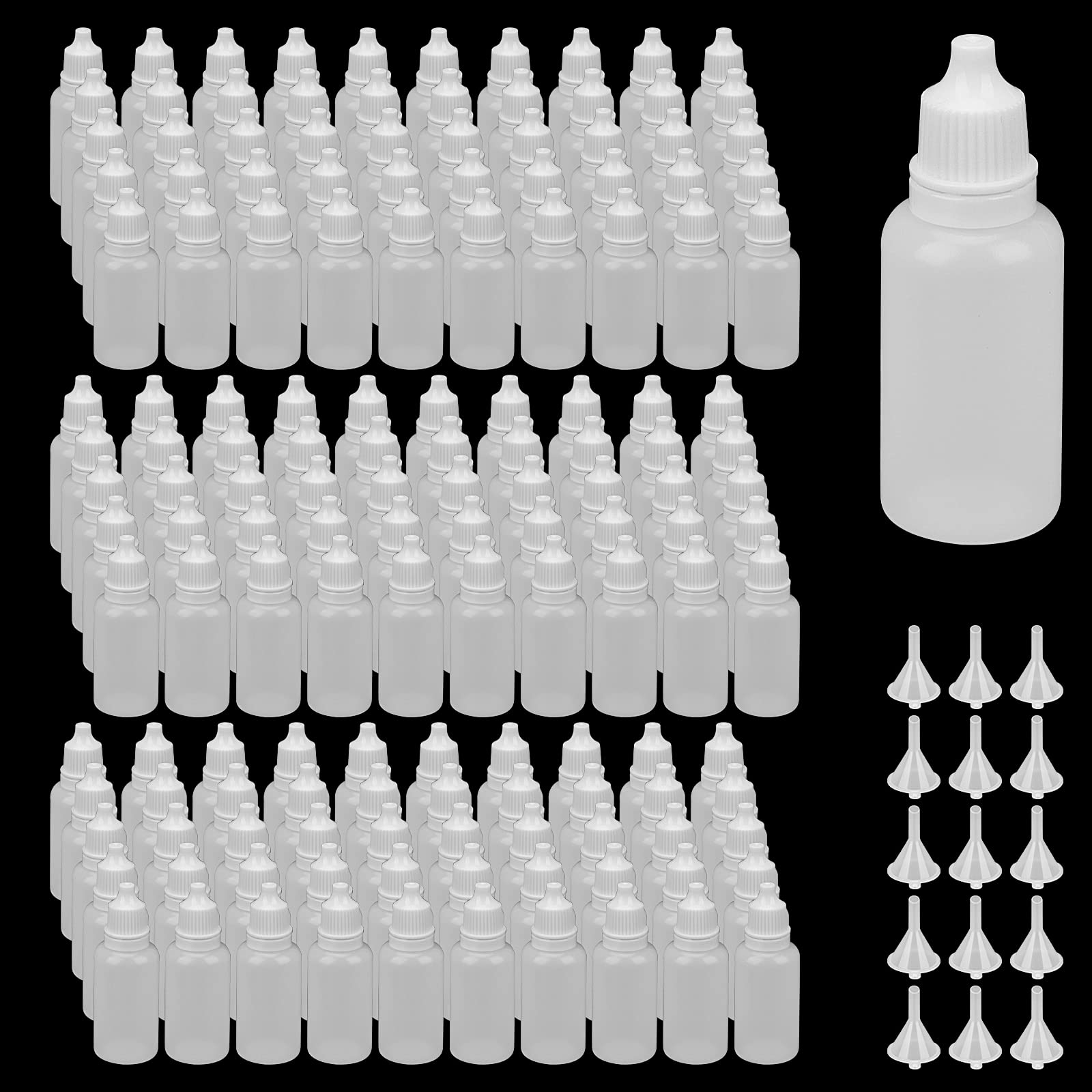 JAPCHET 100 PCS 20ml Plastic Dropper Bottles, Empty Eye Dropper Bottle ...