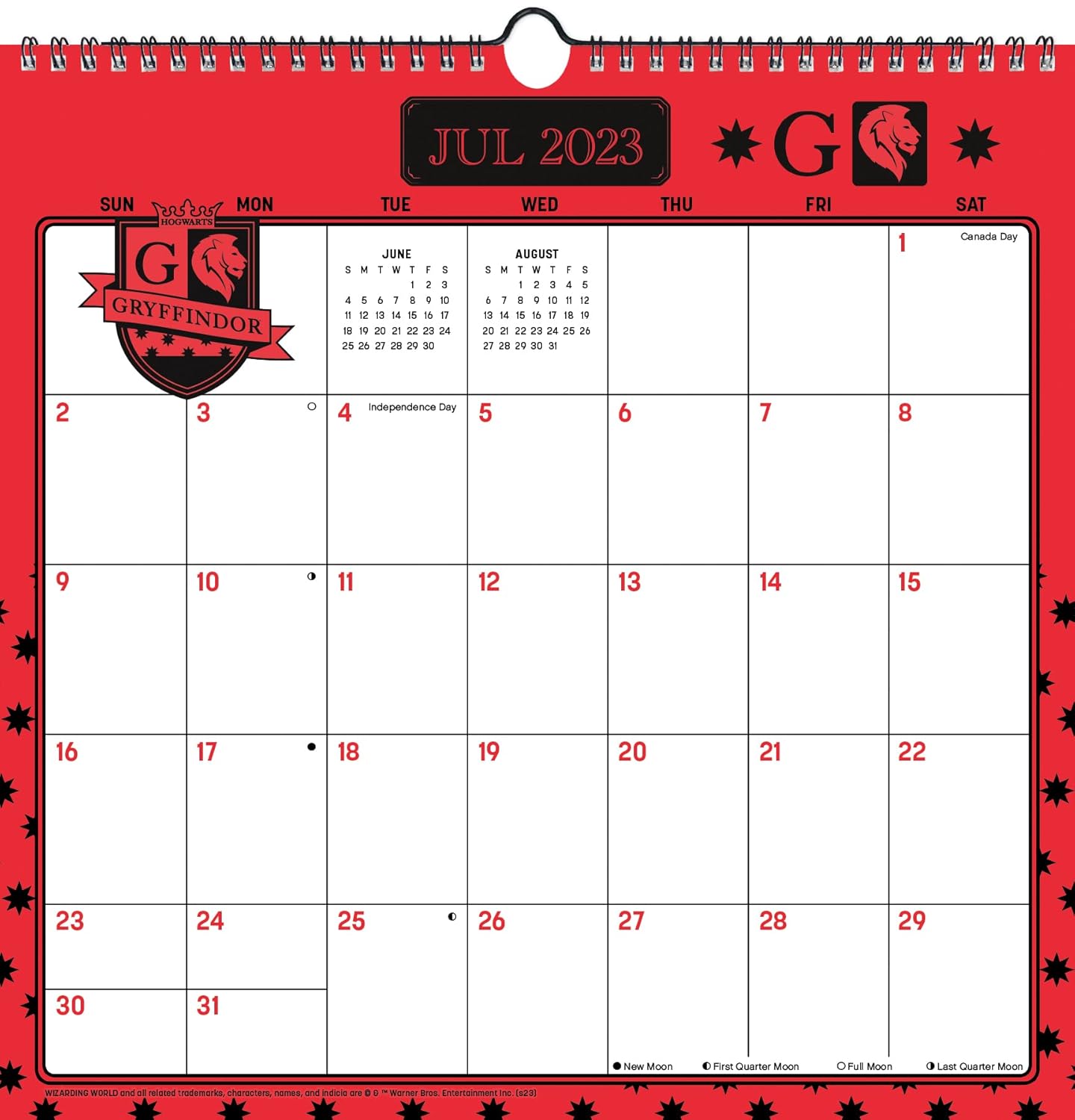 2023-2024 Harry Potter Academic Spiral Wall Calendar (July 2023 - June ...