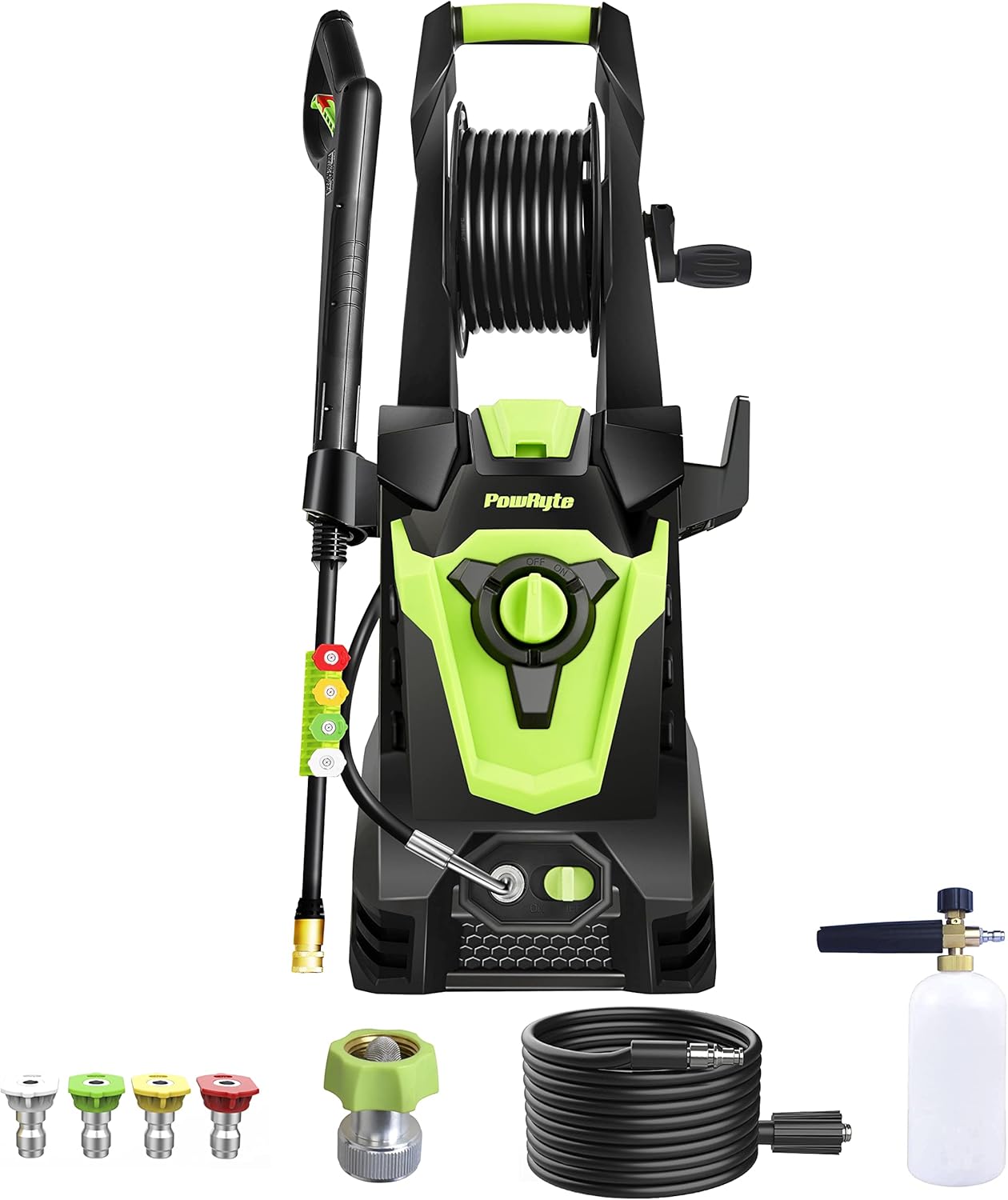 Amazon.com : PowRyte Electric Pressure Washer with Hose Reel, Brass ...