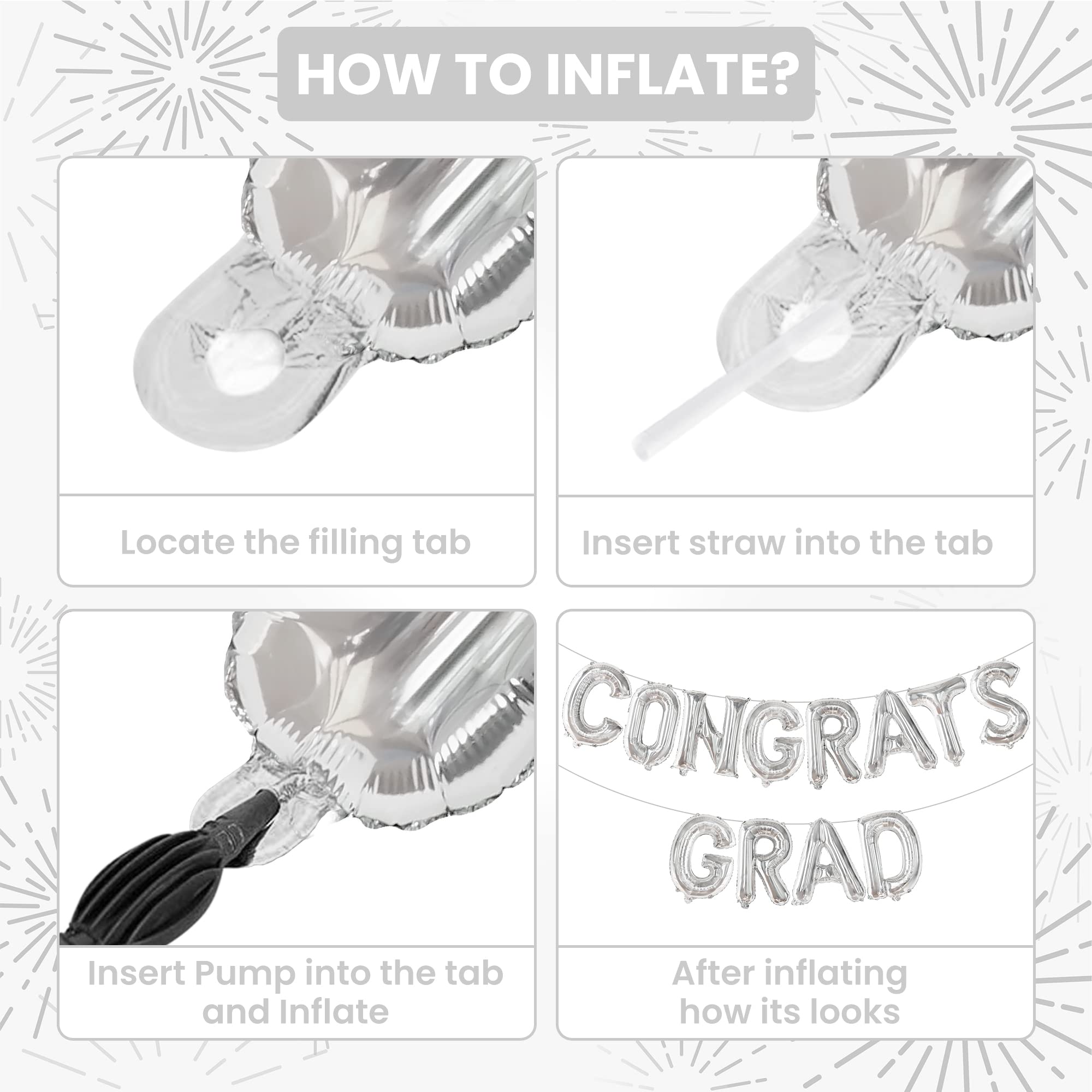 Snapklik.com : Silver Congrats Grad Balloons, 16 Inch Foil Congrats ...