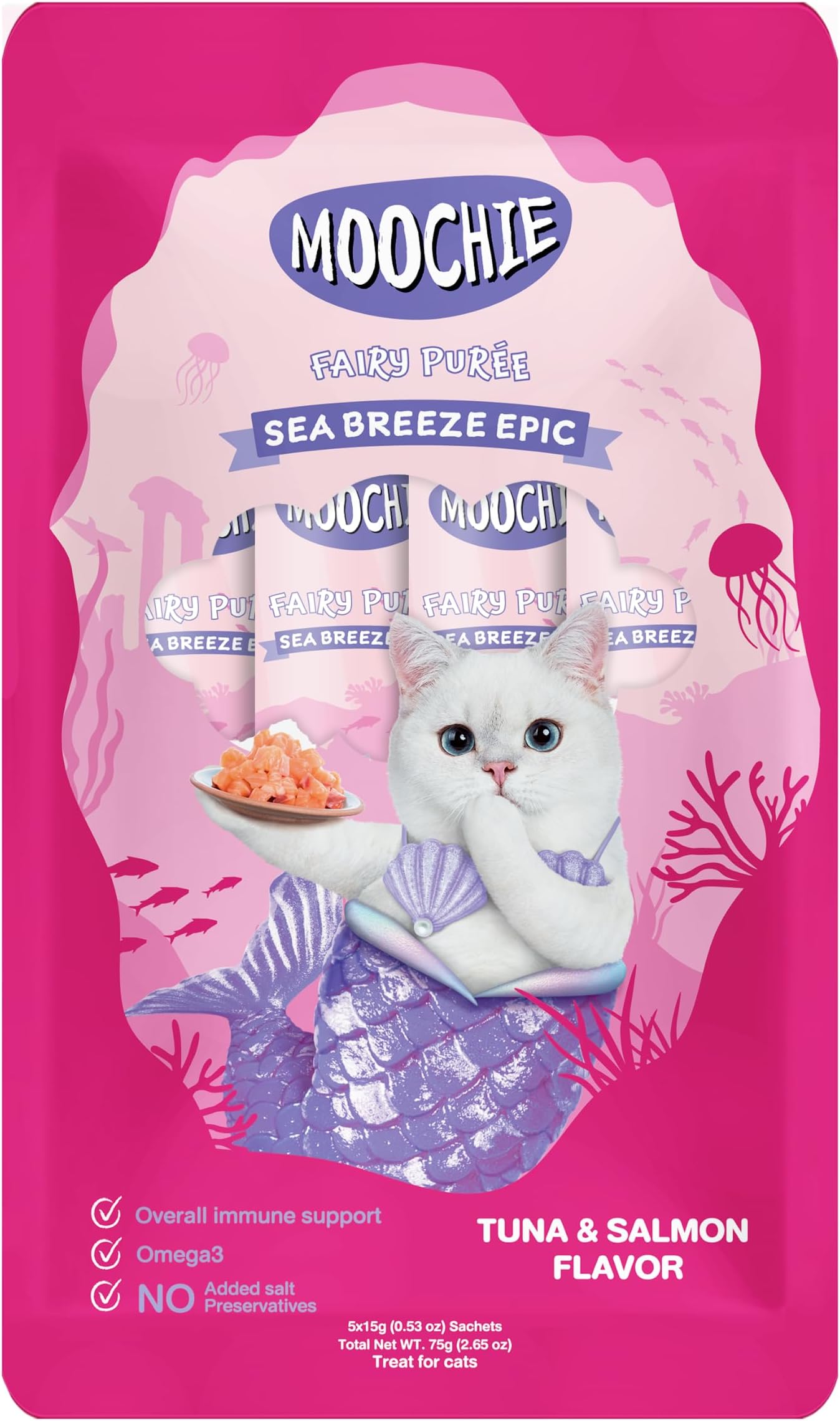 PETS EMPIRE Moochie Smooth Creamy Cat Treats Combo, Tuna Salmon Flavour ...