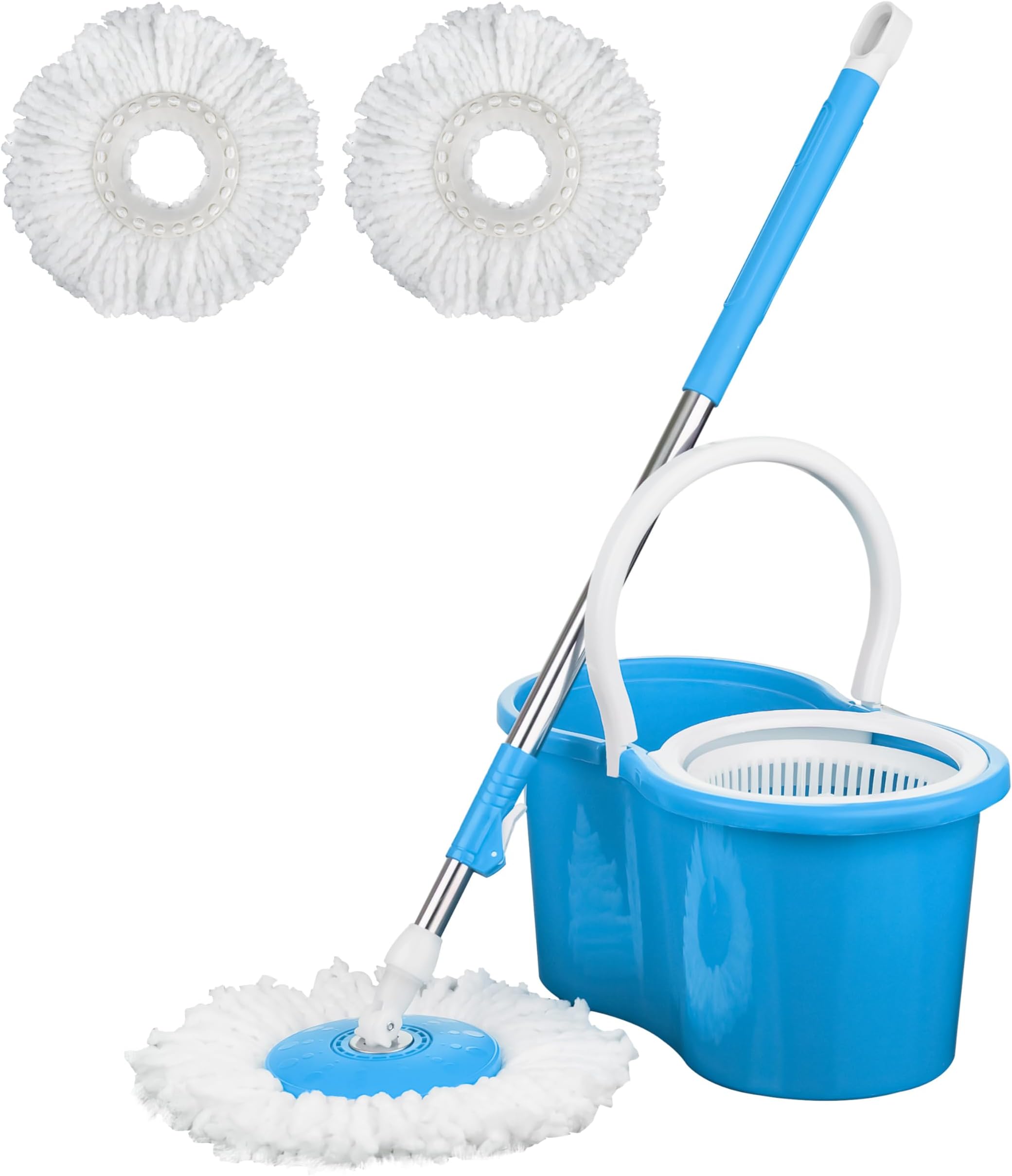 Mop and Bucket Set, Spin Mop for Cleaning Floors with Two Mop Heads, 1 ...