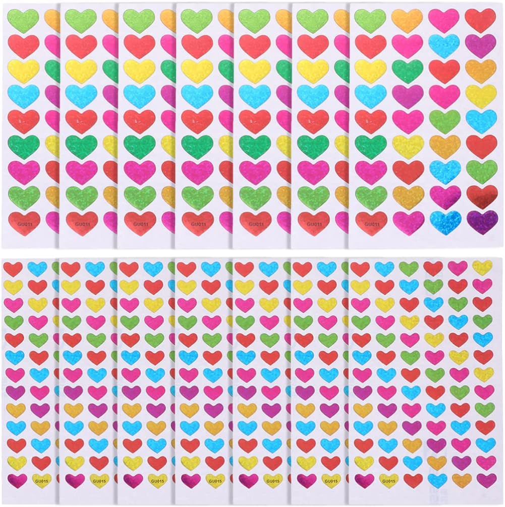 Amazon.com: MAGICLULU 60 Sheets Glitter Heart Stickers Valentines Day ...