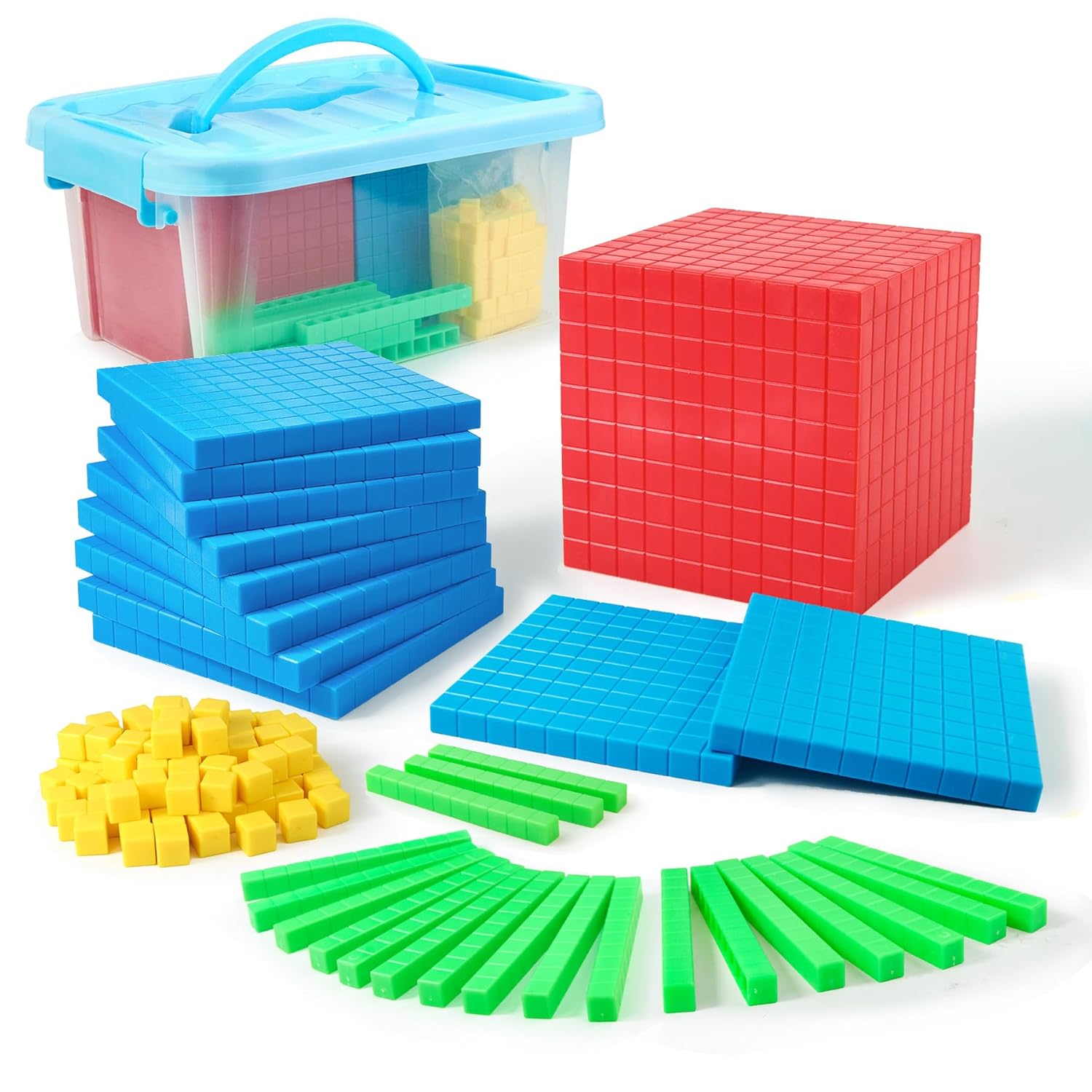 Amazon.com: Plastic Base Ten Blocks Set,Maths manipulatives for 2nd ...