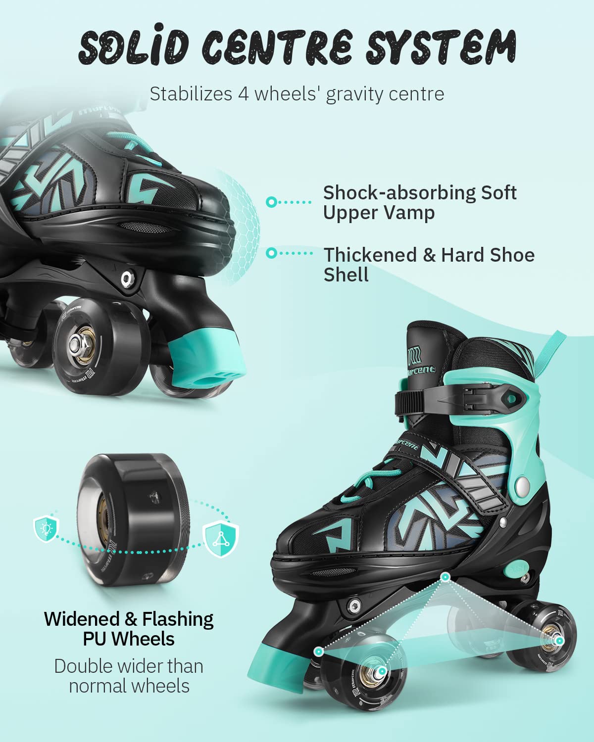 MARCENT Adjustable Roller Skates for Girls and Boys, Light up Roller ...