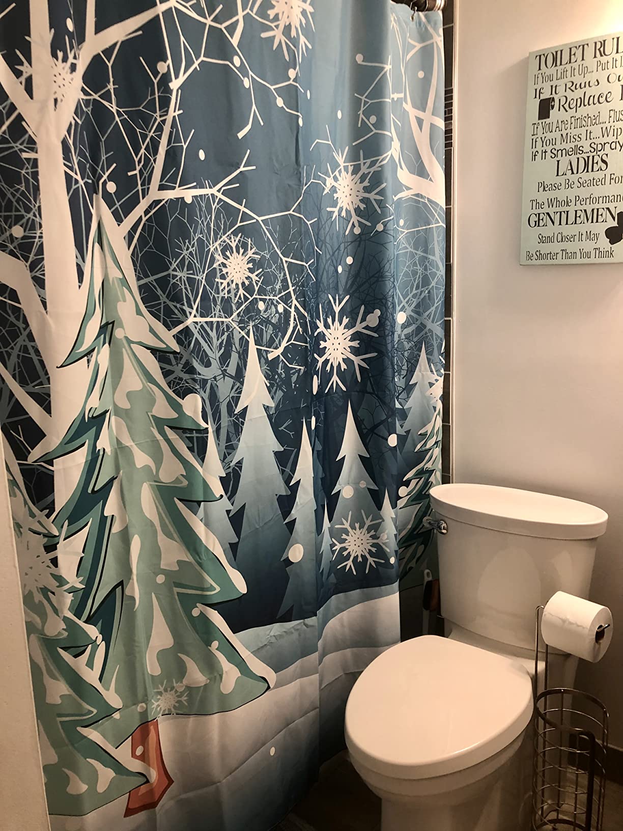 Amazon.com: MERCHR Winter Snow Forest Fabric Shower Curtain, Snow ...
