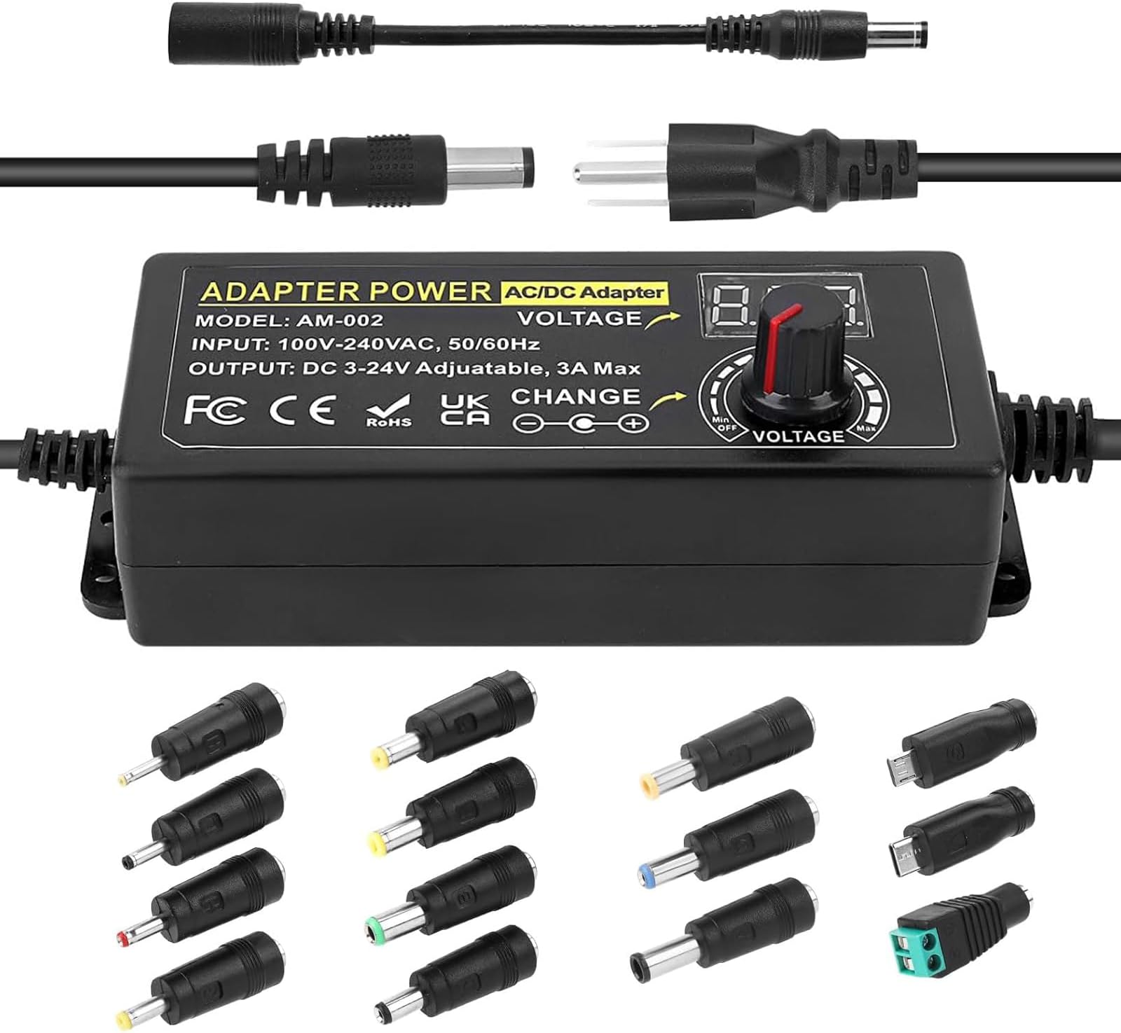 Amazon.com: Adjustable Power Adapter, Towisituati Universal 3V ~ 24V Power Supply 3A 72W AC/DC ...