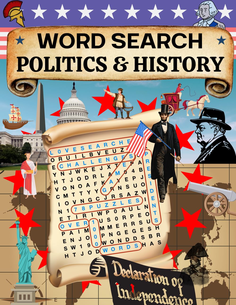 Word Search Politics and History: Includes Word Match puzzles and games ...