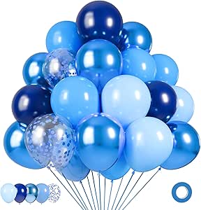 Amazon.com: Blue Balloons Set, 50pcs Navy Blue Latex Balloons, 12 inch Light Baby Blue Balloons ...