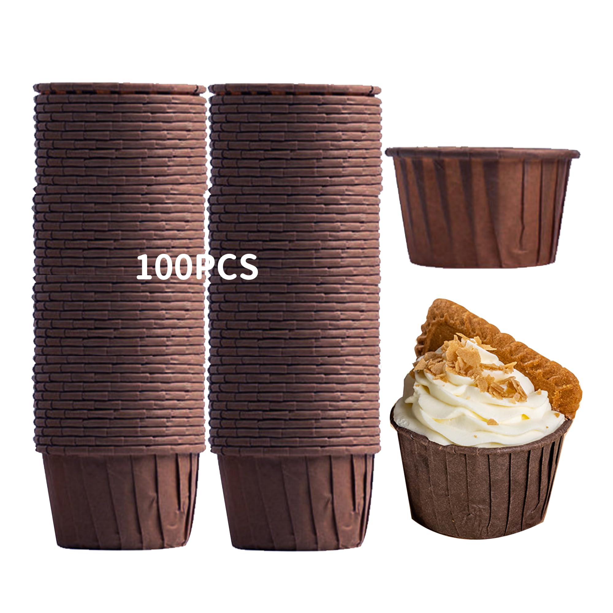 Amazon | Desirable マフィン カップ 耐熱 防水 耐油 オーブン対応 ベーキングカップ 耐熱カップ 耐熱温度230度 紙製 使い捨て ケーキ 型 DIY 製菓用品 (ブラウン ...