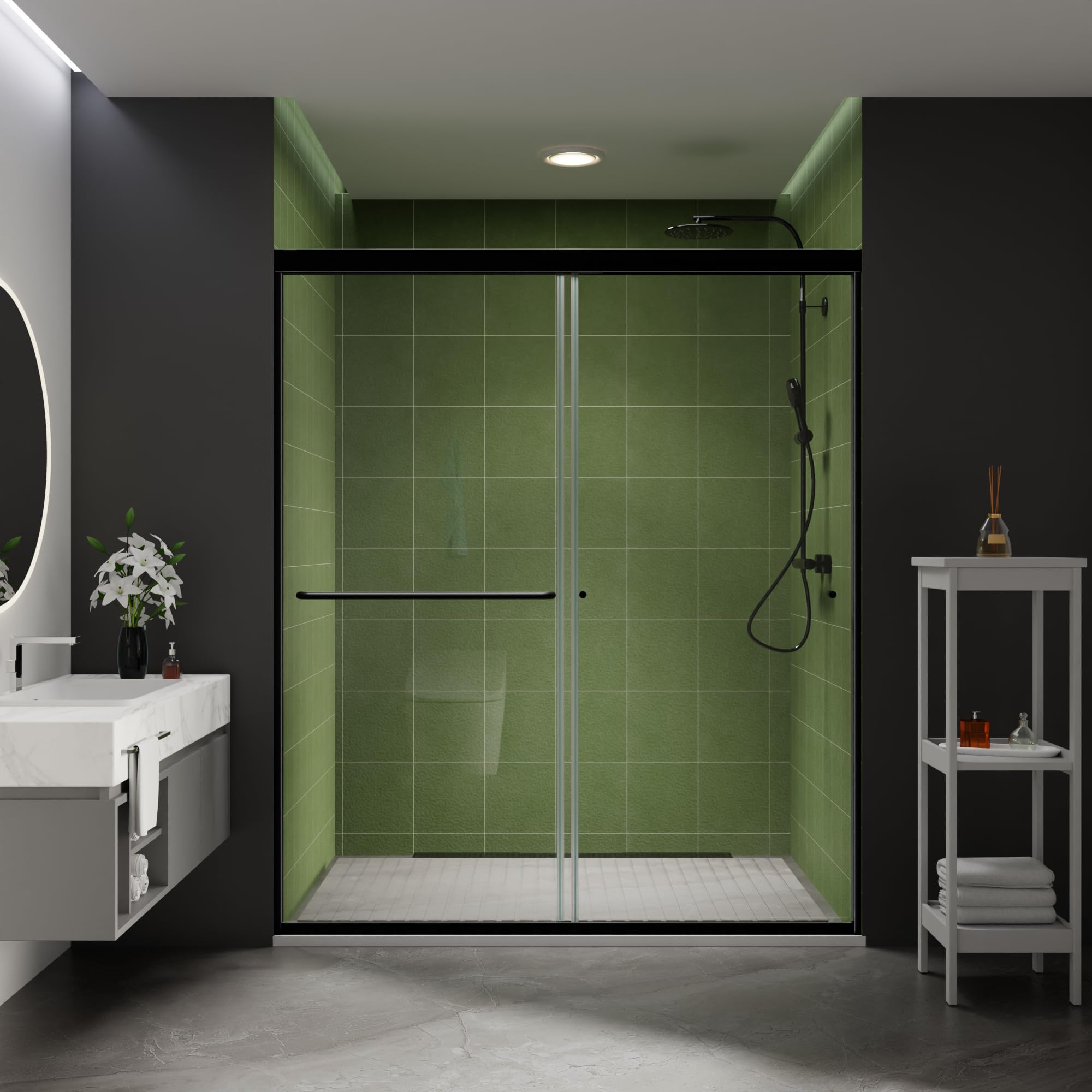 Comfystyle 56-60 in.W x70 in.H Semi-Frameless Sliding Shower Door ...