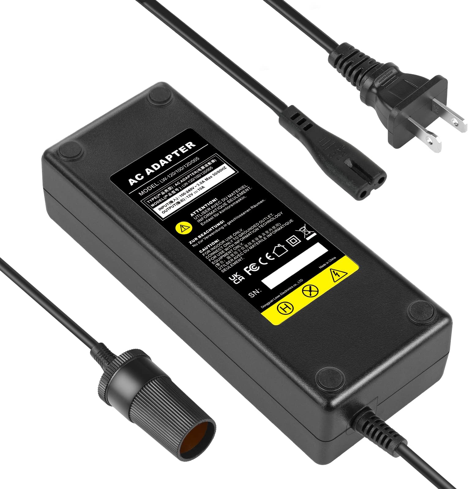 Amazon.com: Cllena AC to DC Converter, 120W 110V~240V to 12V 10A Car Cigarette Lighter Socket ...