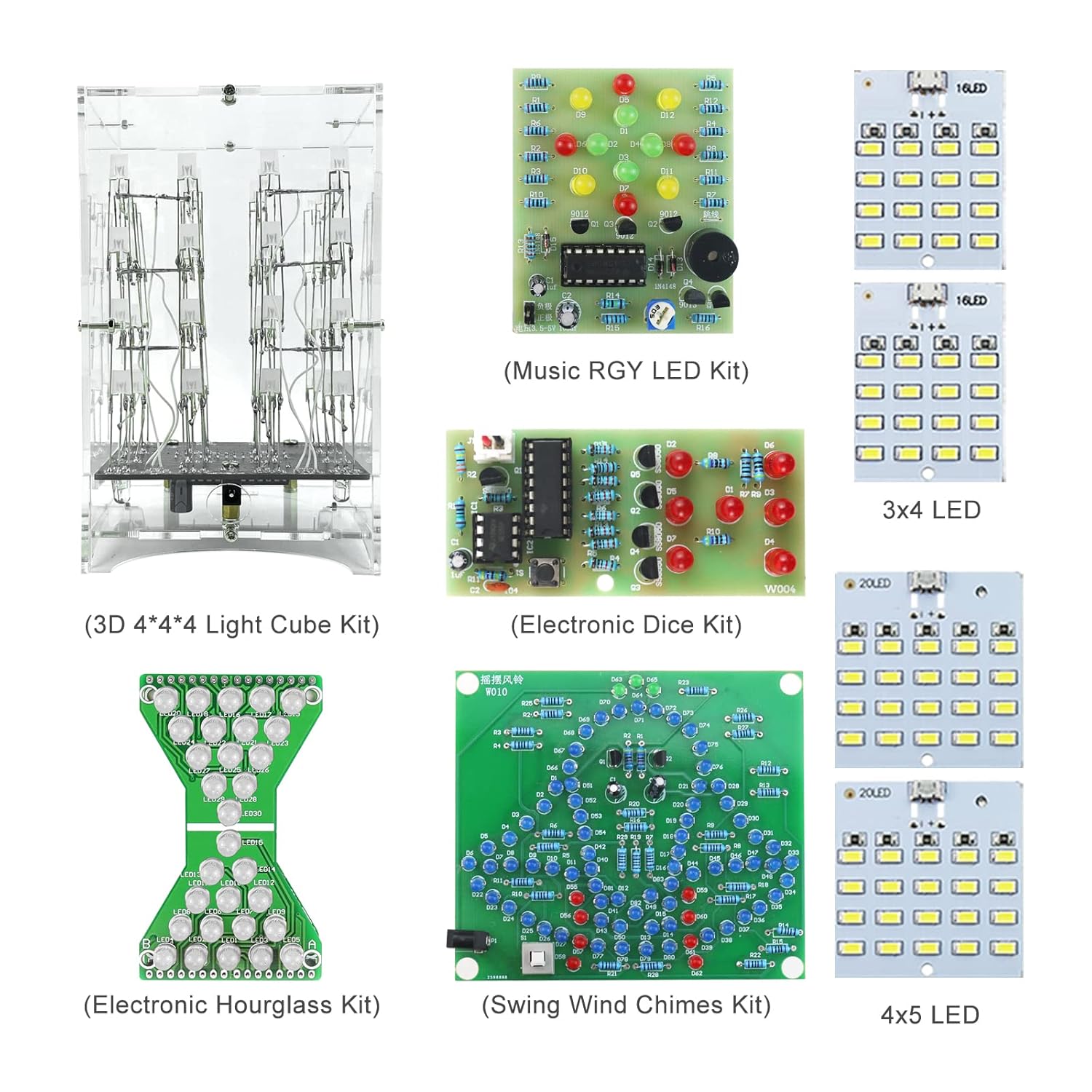 YIDAB Kit de práctica de soldadura 5 en 1, cubo de luz para bricolaje ...