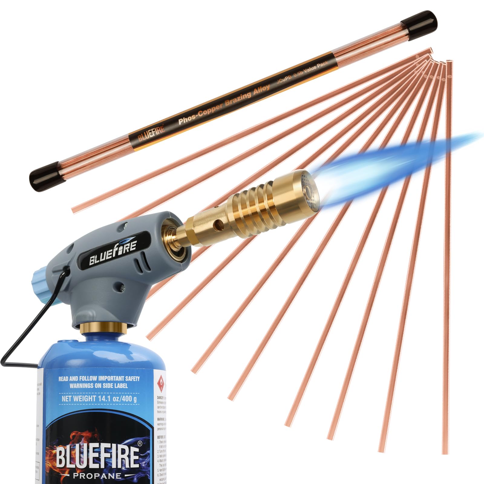 BLUEFIRE 21 Sticks BCuP-2 Half 1/2 lb Self Fluxing Phosphor Copper ...