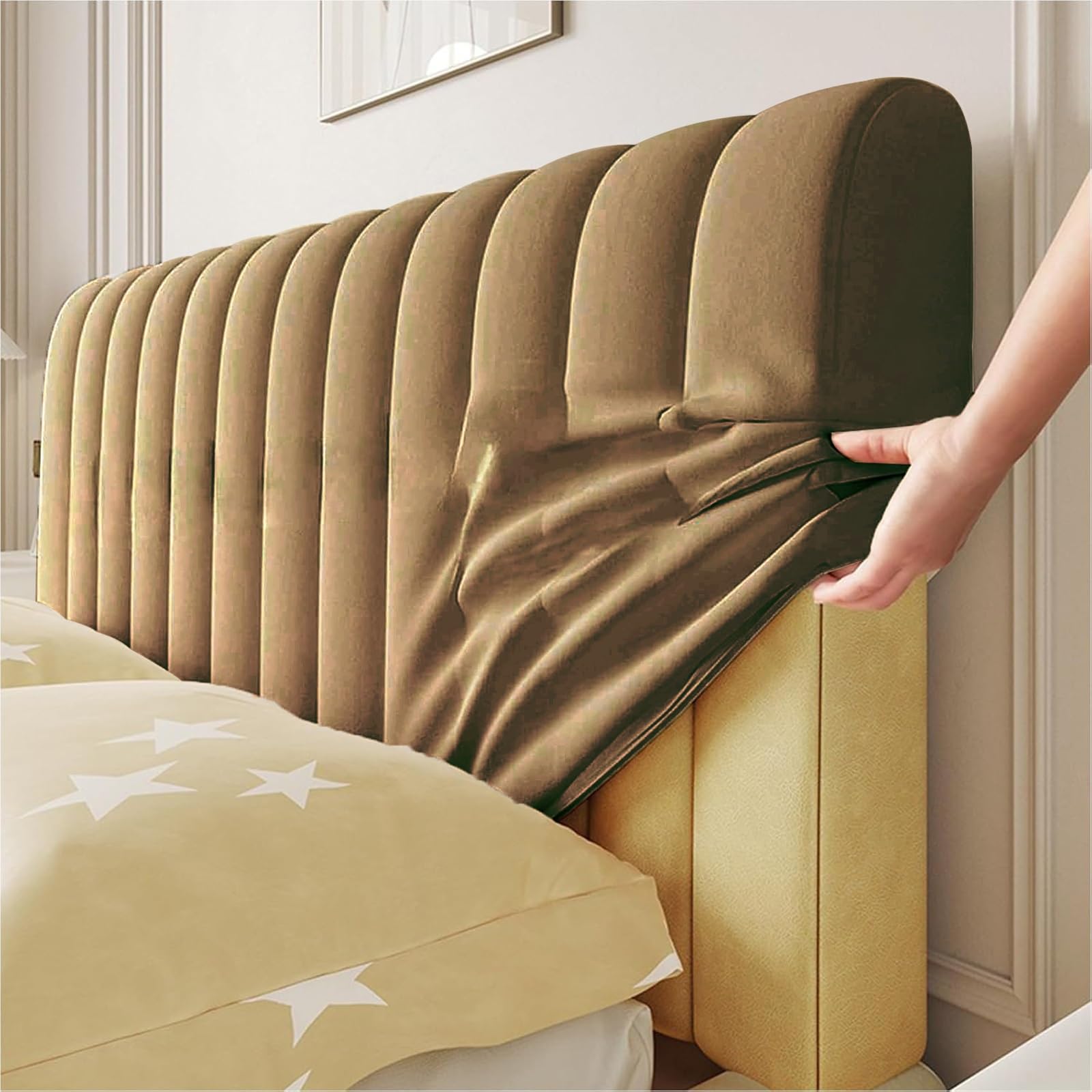 Amazon.com: TUSUO Velvet Headboard Cover Full Queen King Size, Quilted ...