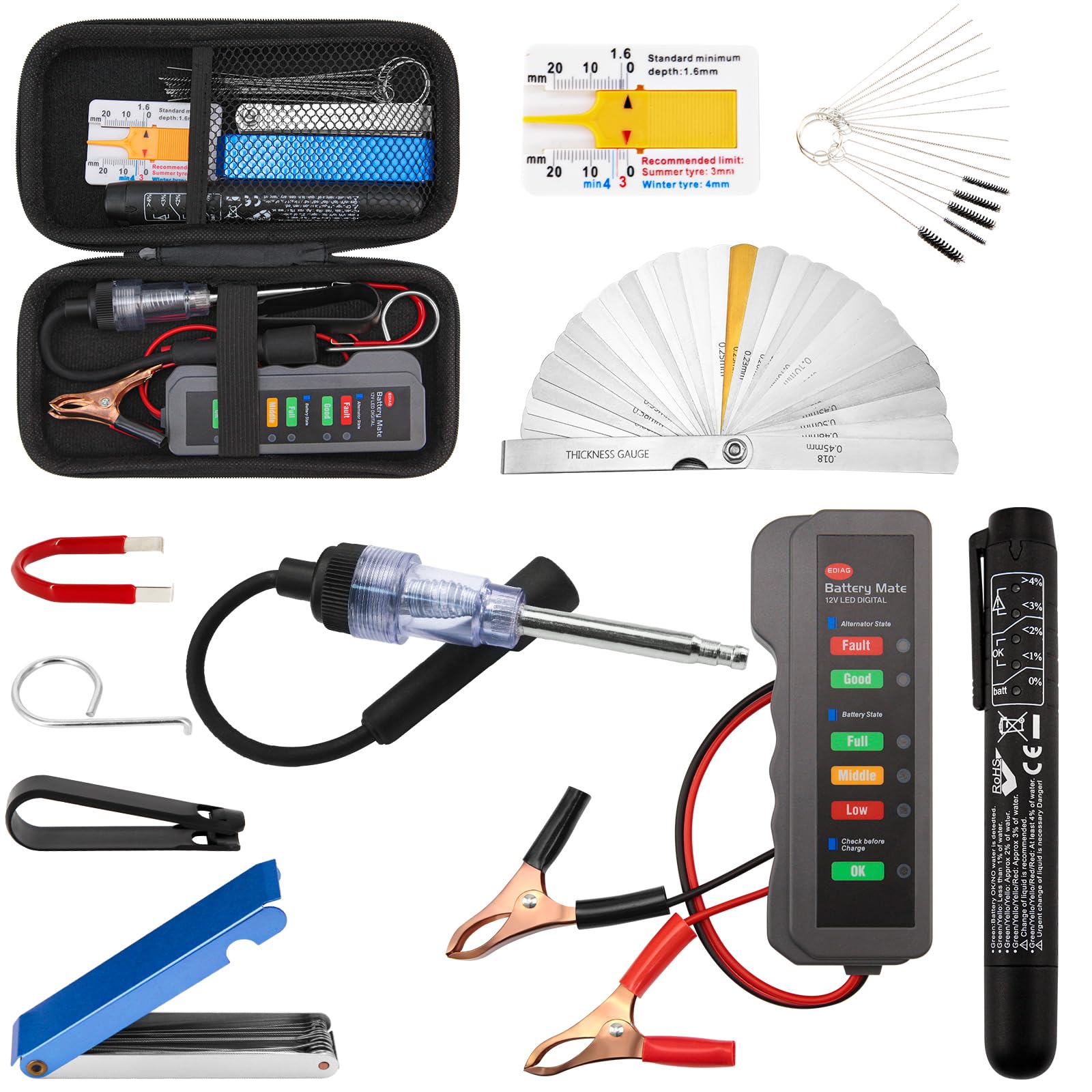 Amazon.com: Car Spark Tester Kit with 12V Battery Tester, Steel Feeler ...