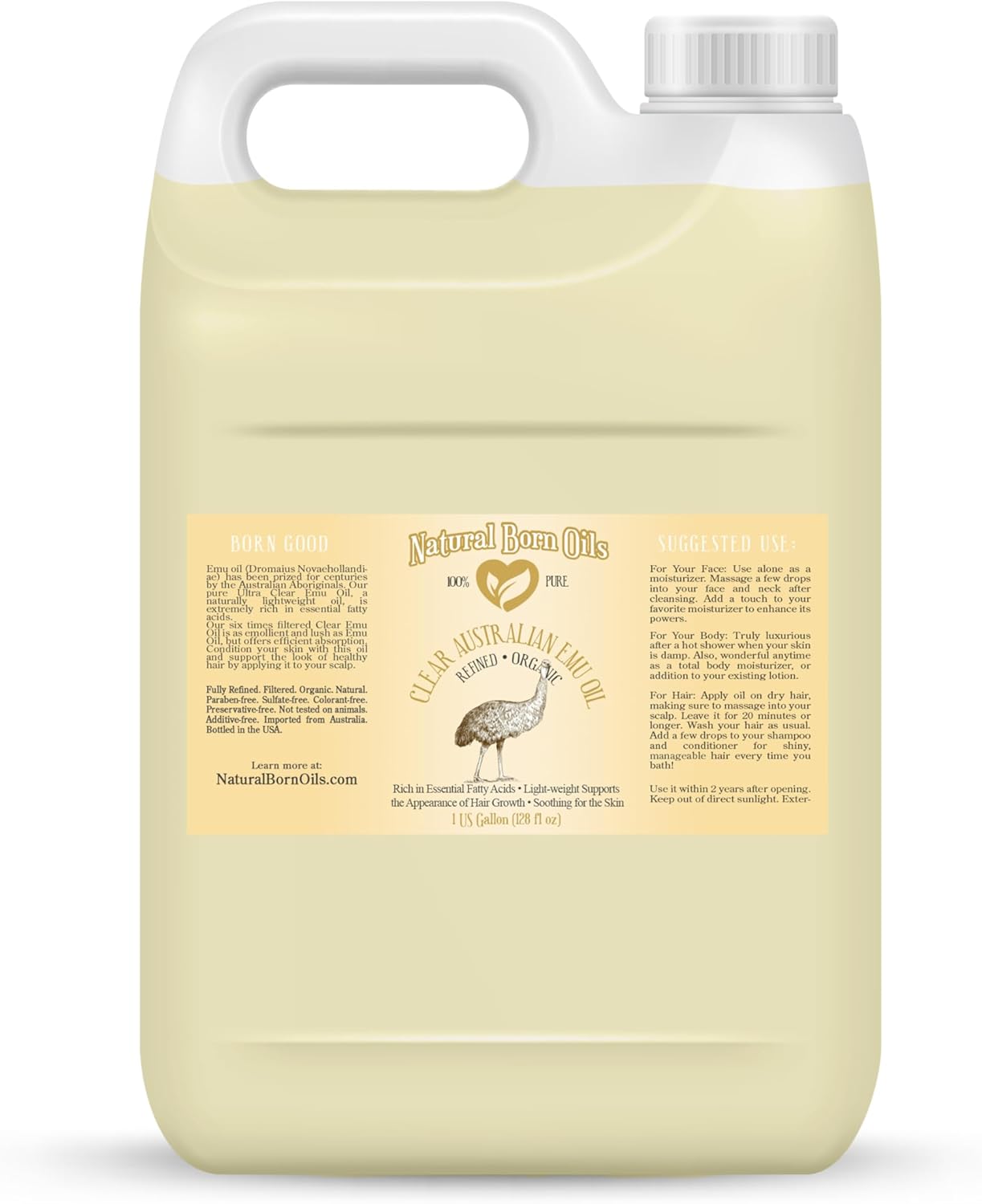 Amazon.com: Ultra Clear Emu Oil, 1 Gallon, Organic, Fully Refined ...