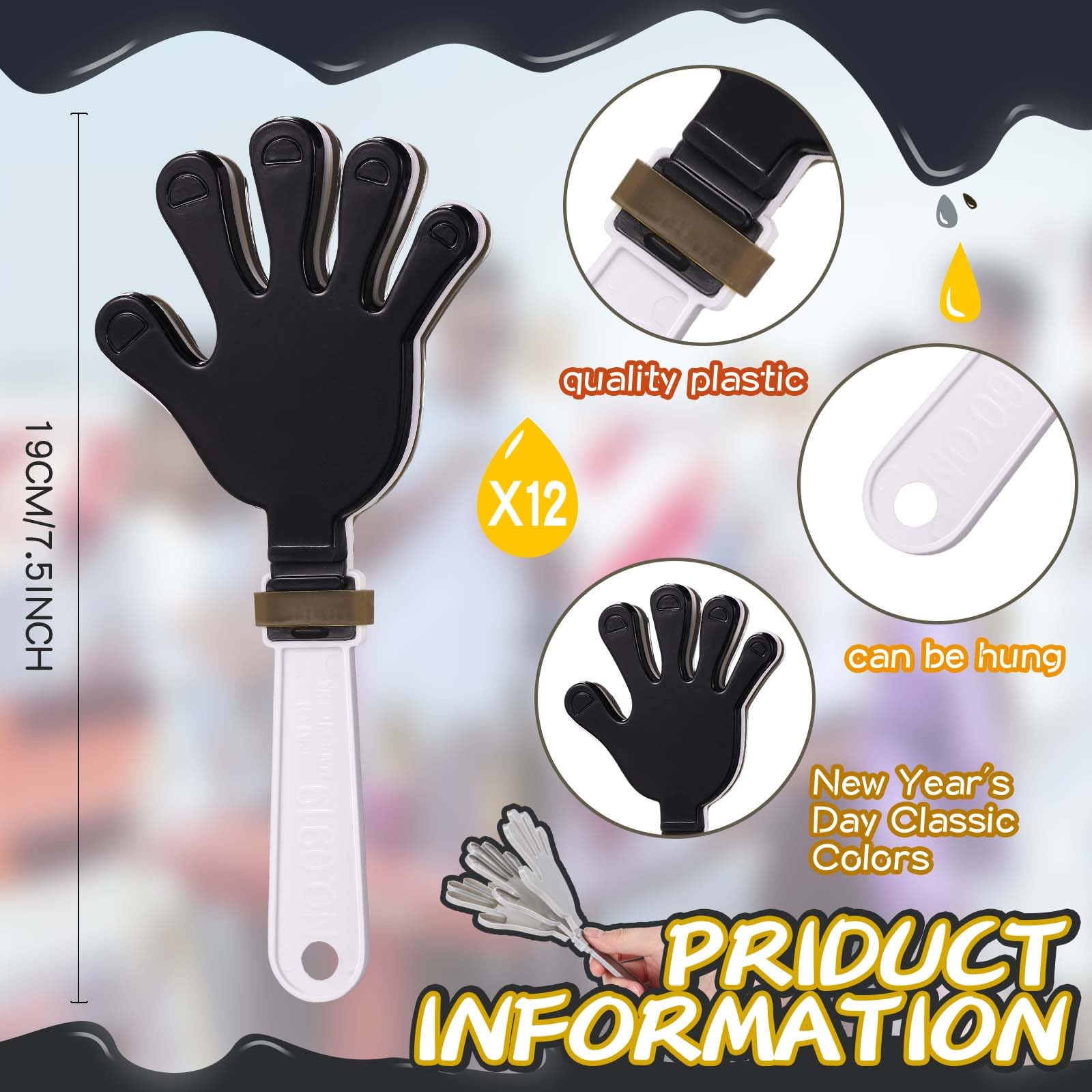 Snapklik.com : Motionchic 24 Pack Hand Clappers Noisemakers, Include 12 ...