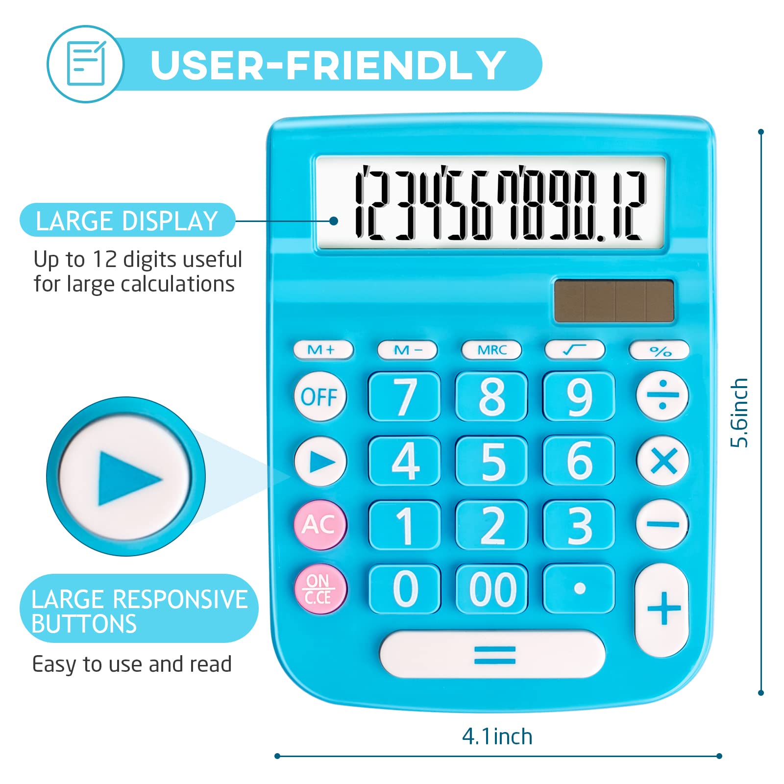 Snapklik.com : Calculators Desktop, Large Display Big Button, Solar And ...