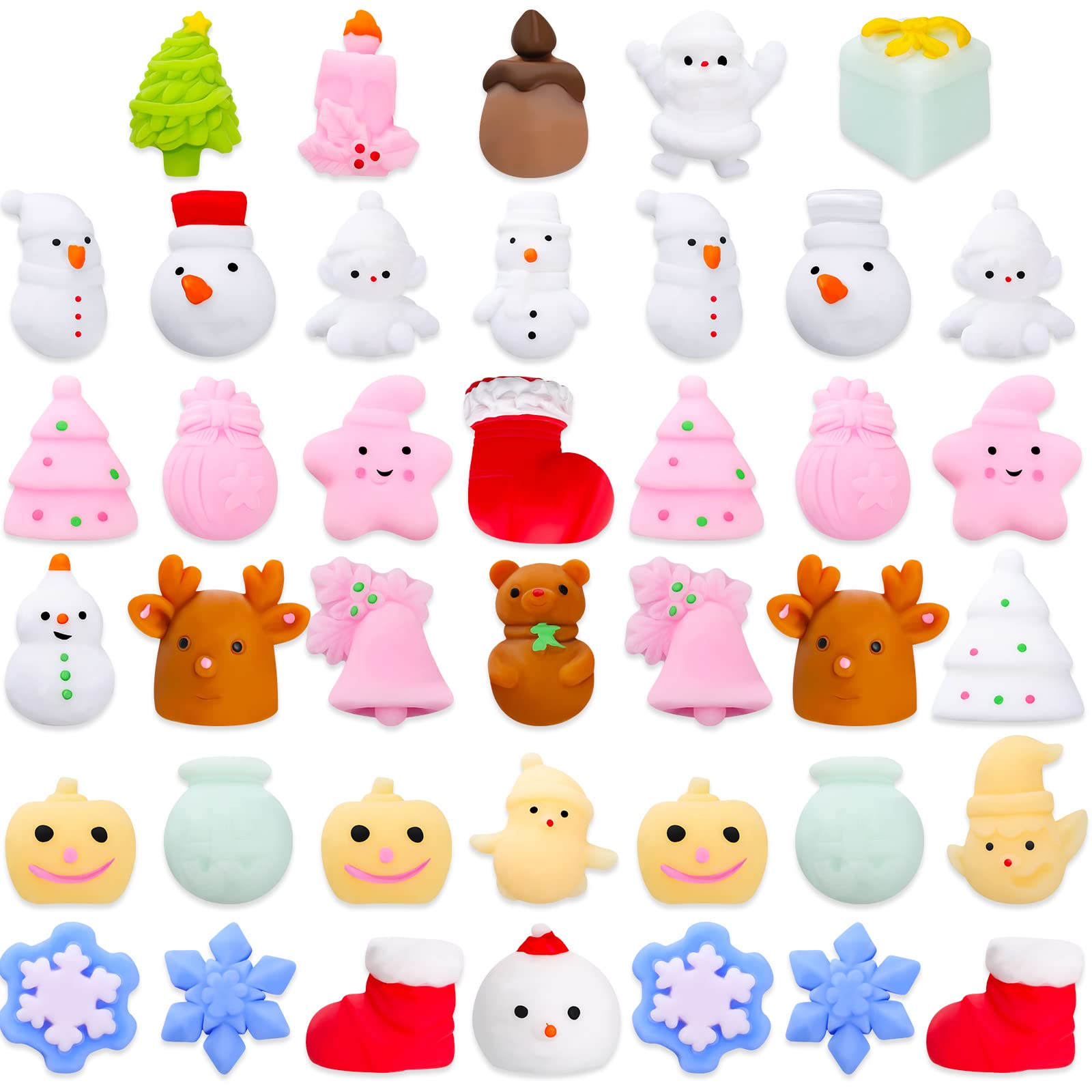 Buy 40 Pieces Christmas Squishies Mochi Squishy Christmas Fidget Toys ...