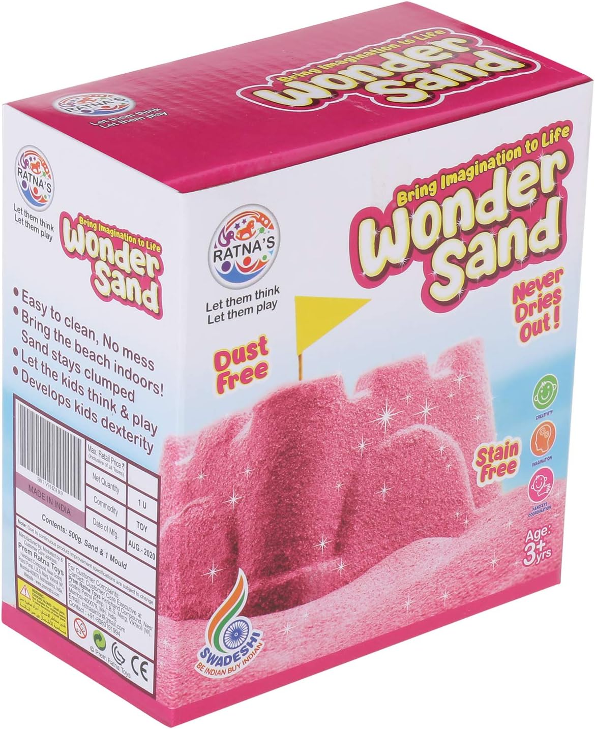 Buy RATNA'S Wonder Sand 500g Smooth Sand for Kids with One Big Mould ...
