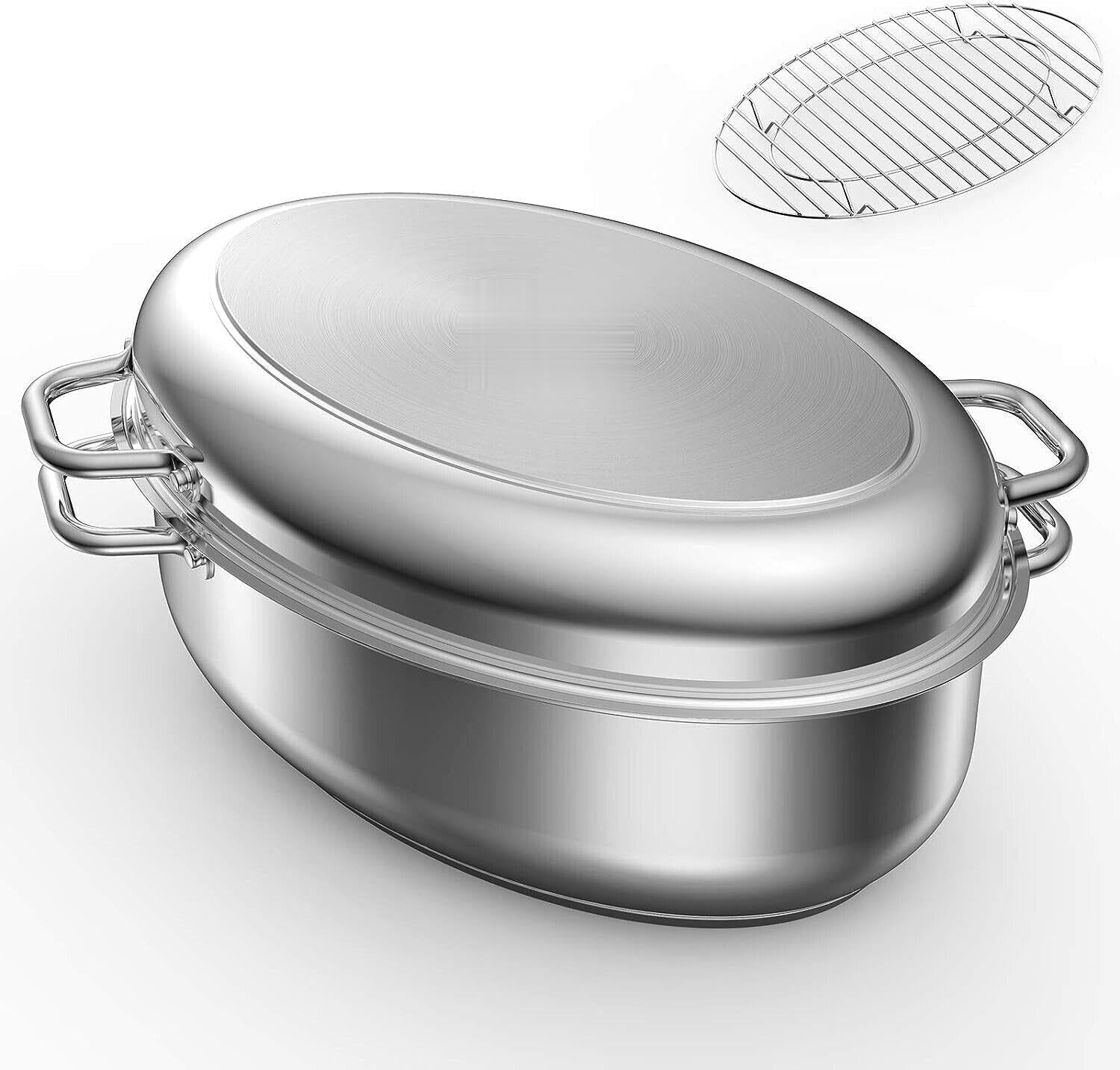 Amazon.com: Roasting Pan with Rack and Lid 12 Quart 18/10 Stainless ...