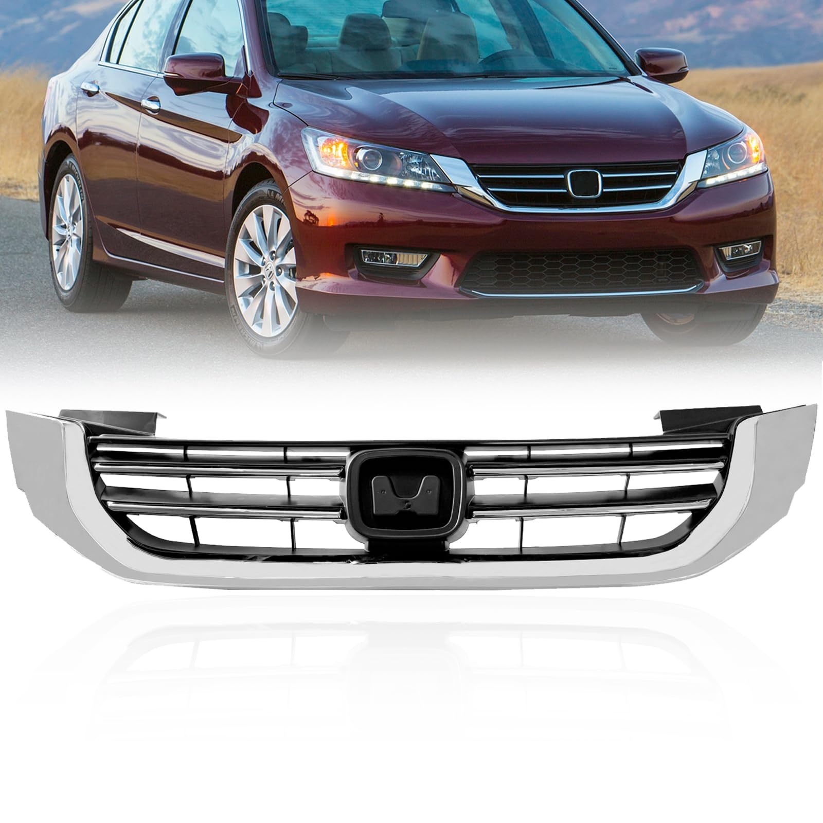 Amazon.com: MATMACRO Grille Compatible For Honda Accord Front Chrome ...