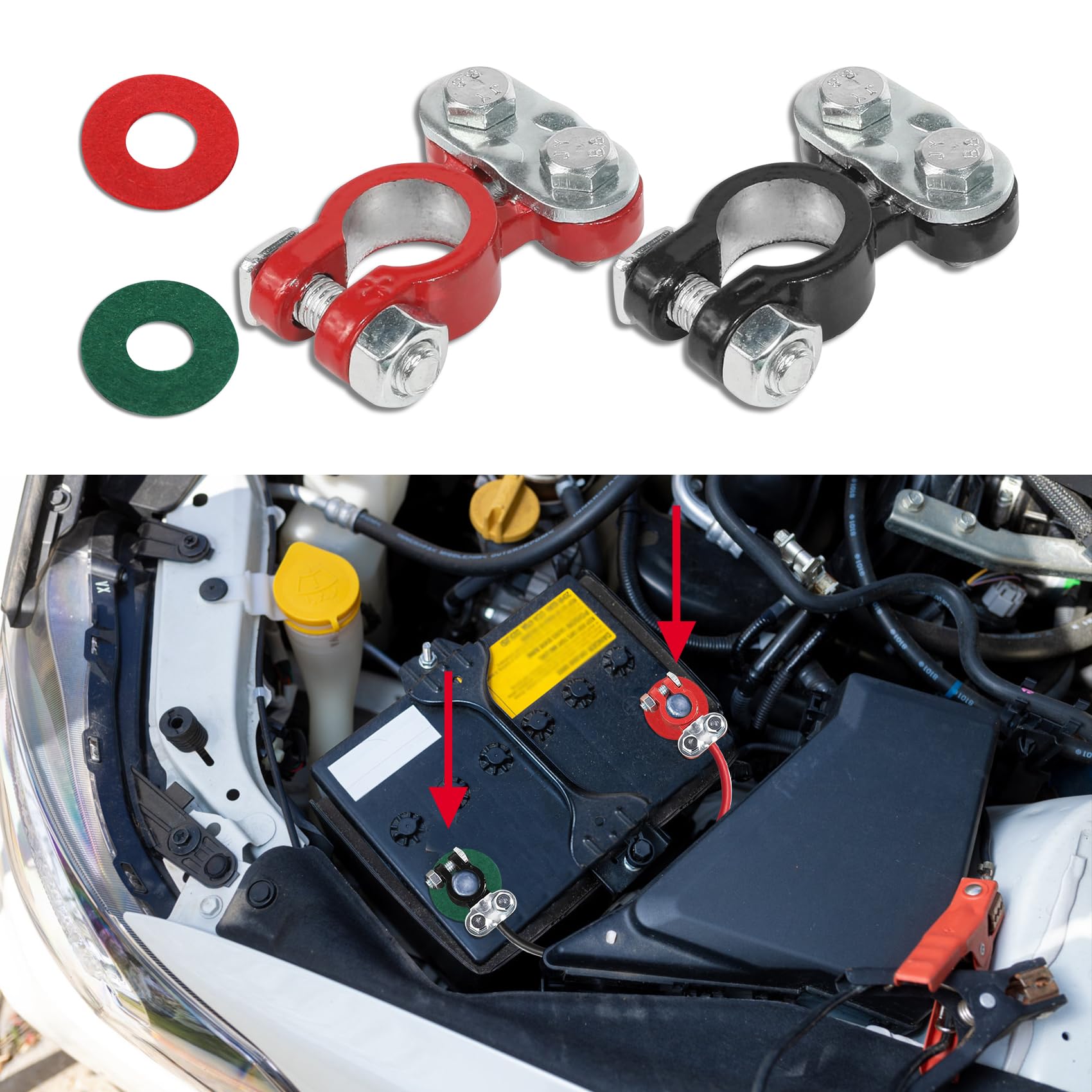 Amazon.com: 2Pcs Car Battery Terminal Connectors, Positive Negative ...